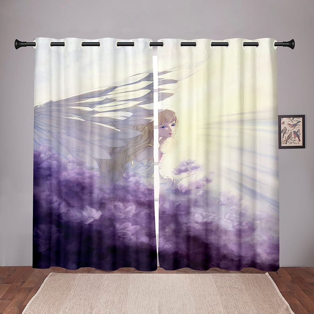 90% Shading Thick Angel Girl Wing Cartoon Dreamy KidsBlackout Window ...