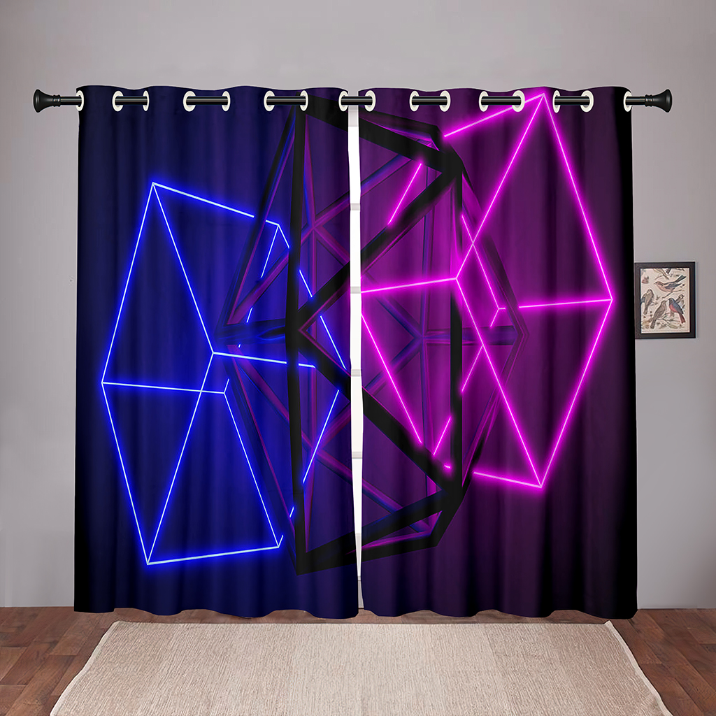 90% Shading Thick Neon Emitted Light Cool Kids Blackout Window Curtain ...