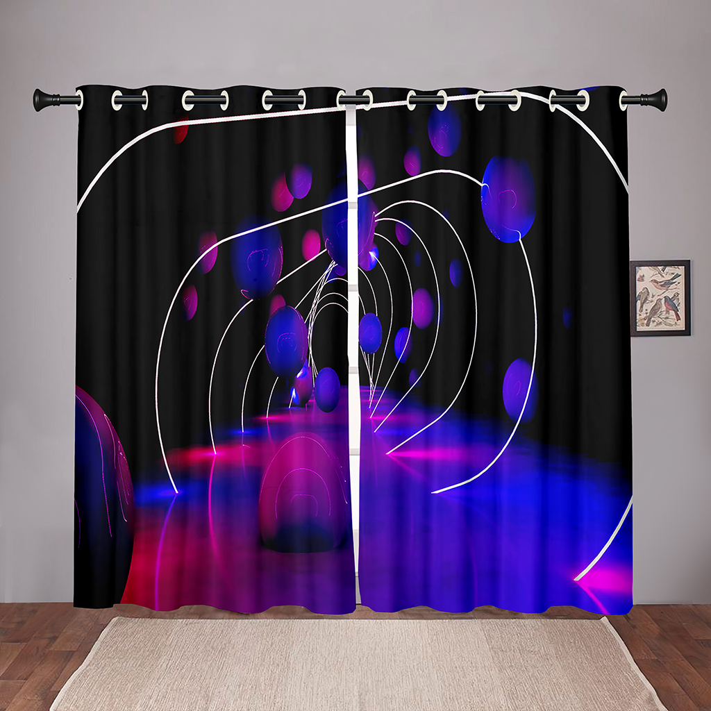 90% Shading Thick Neon Emitted Light Cool Kids Blackout Window Curtain ...