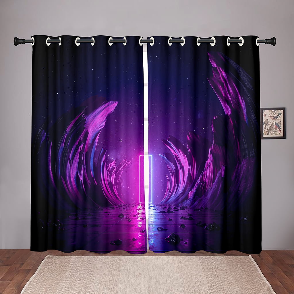 90% Shading Thick Neon Emitted Light Cool Kids Blackout Window Curtain ...
