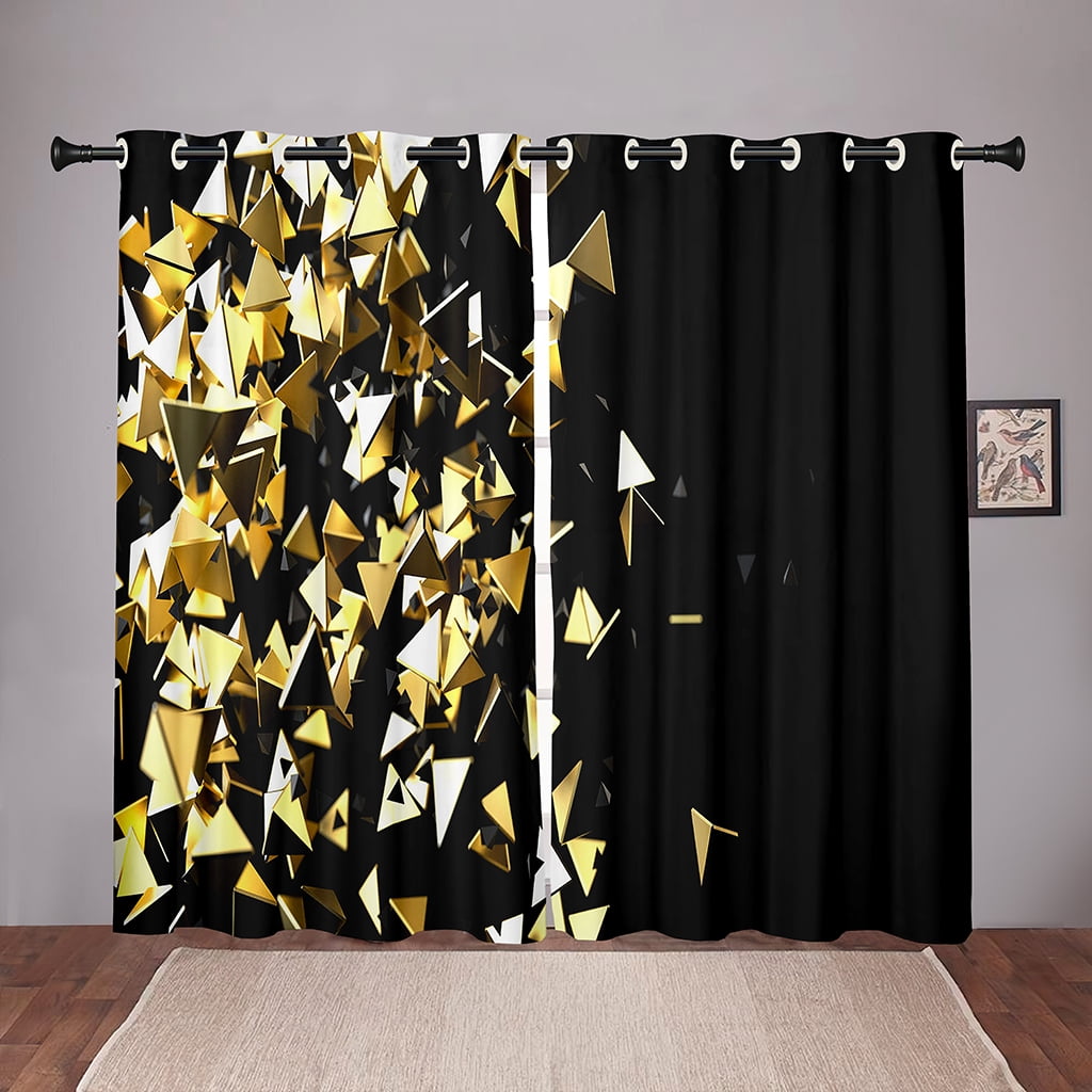 90% Shading Thick Pyramids Glass Gold Shinny Luxury Blackout Window ...