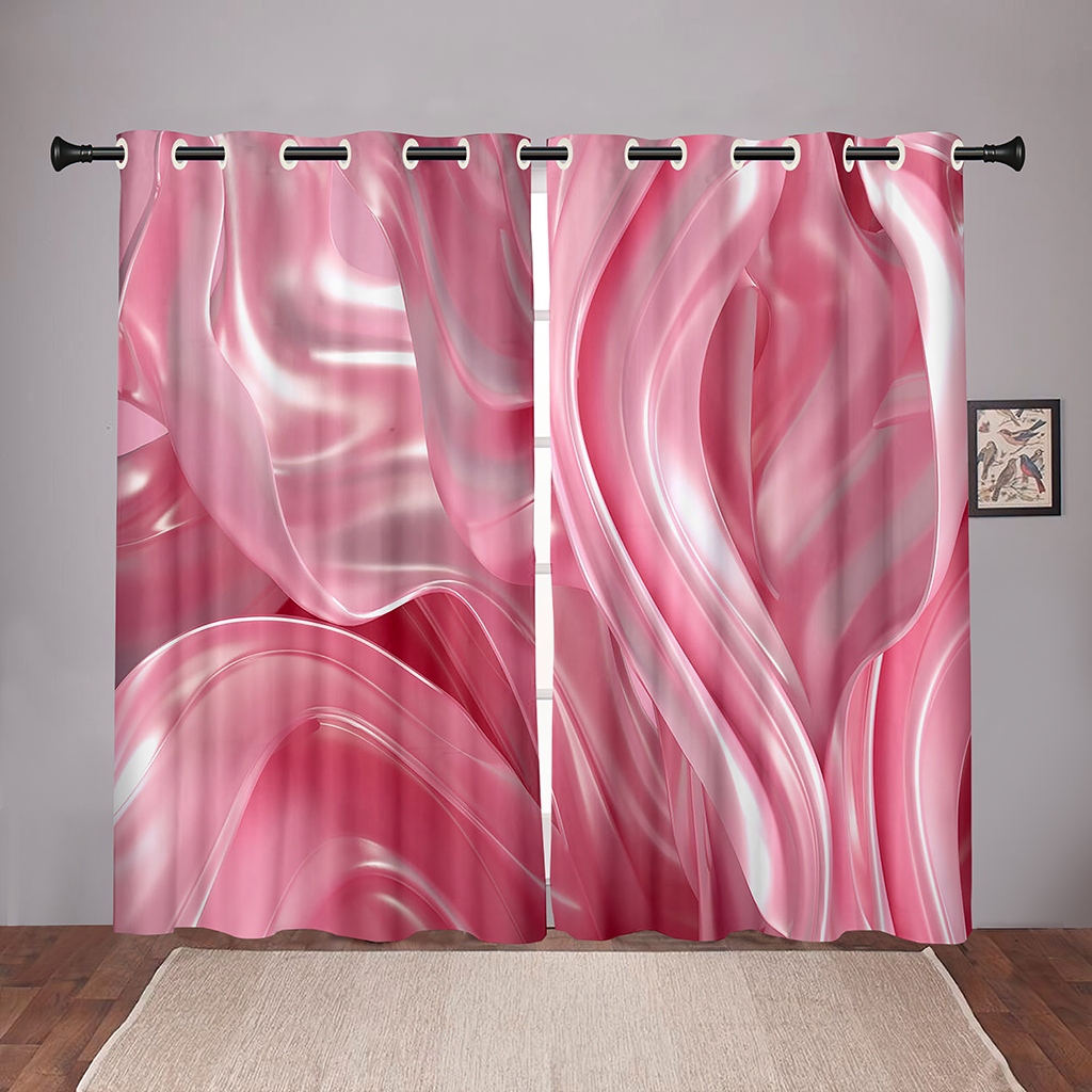 90% Shading Thick Render Abstract Art Wavy Blackout Window Curtain For ...