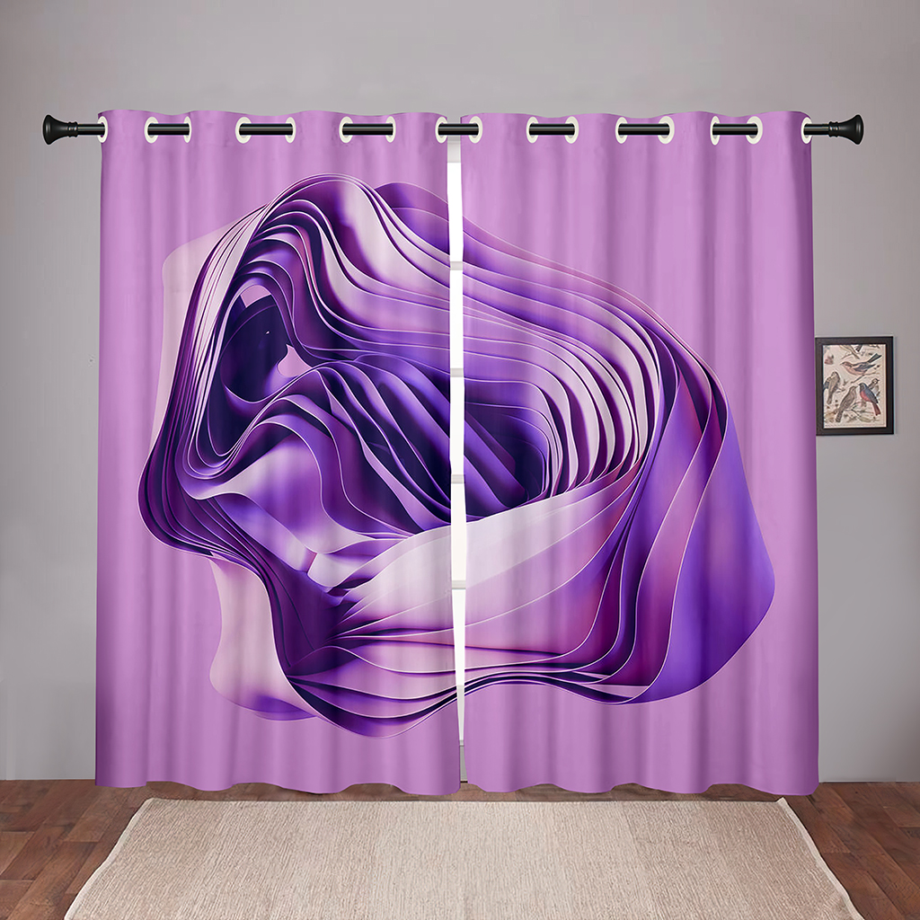90% Shading Thick Render Abstract Art Wavy Blackout Window Curtain For ...