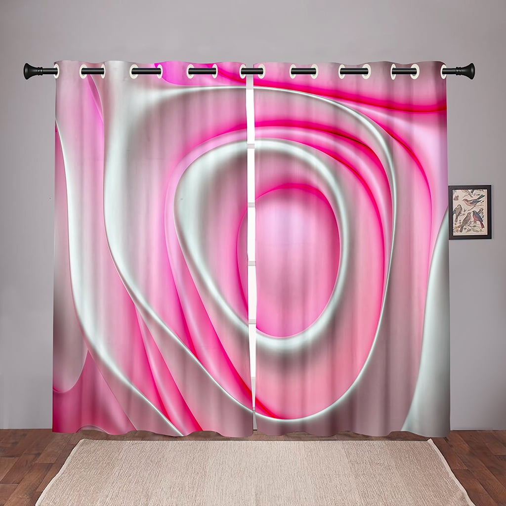 90% Shading Thick Render Abstract Art Wavy Blackout Window Curtain For ...
