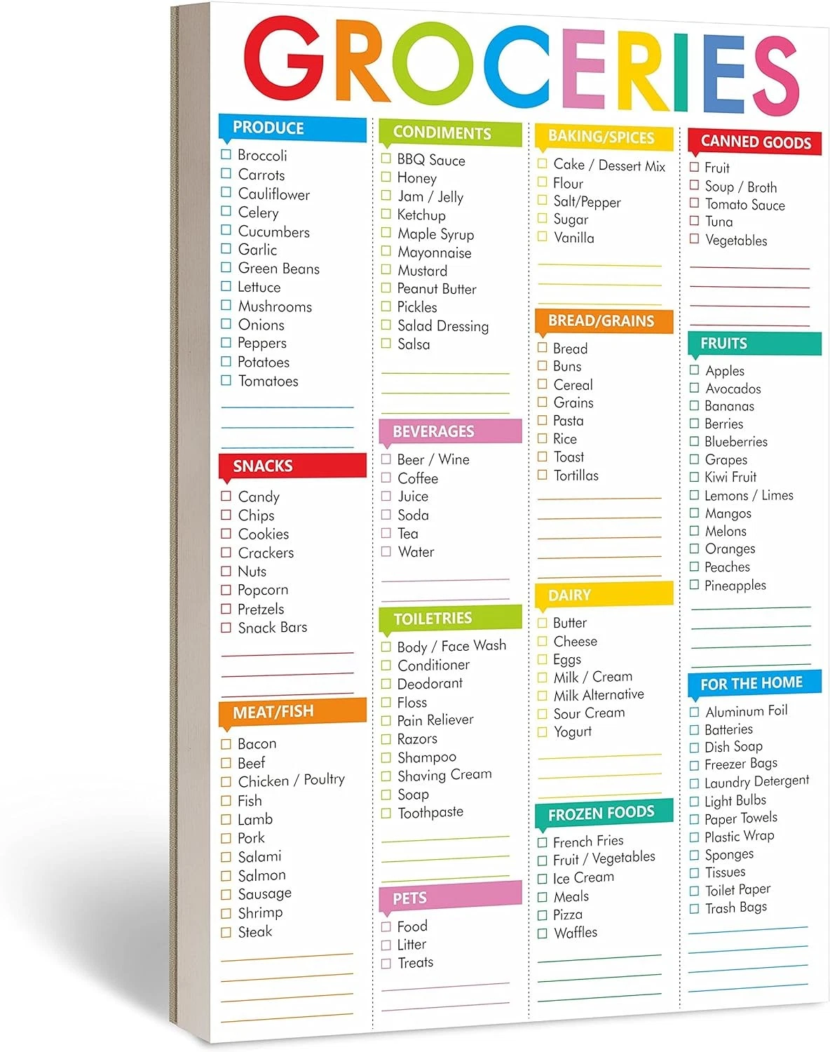 90 Sheets Fastcheck Grocery List Magnet Pad 6" X 9", Colored - Walmart.com