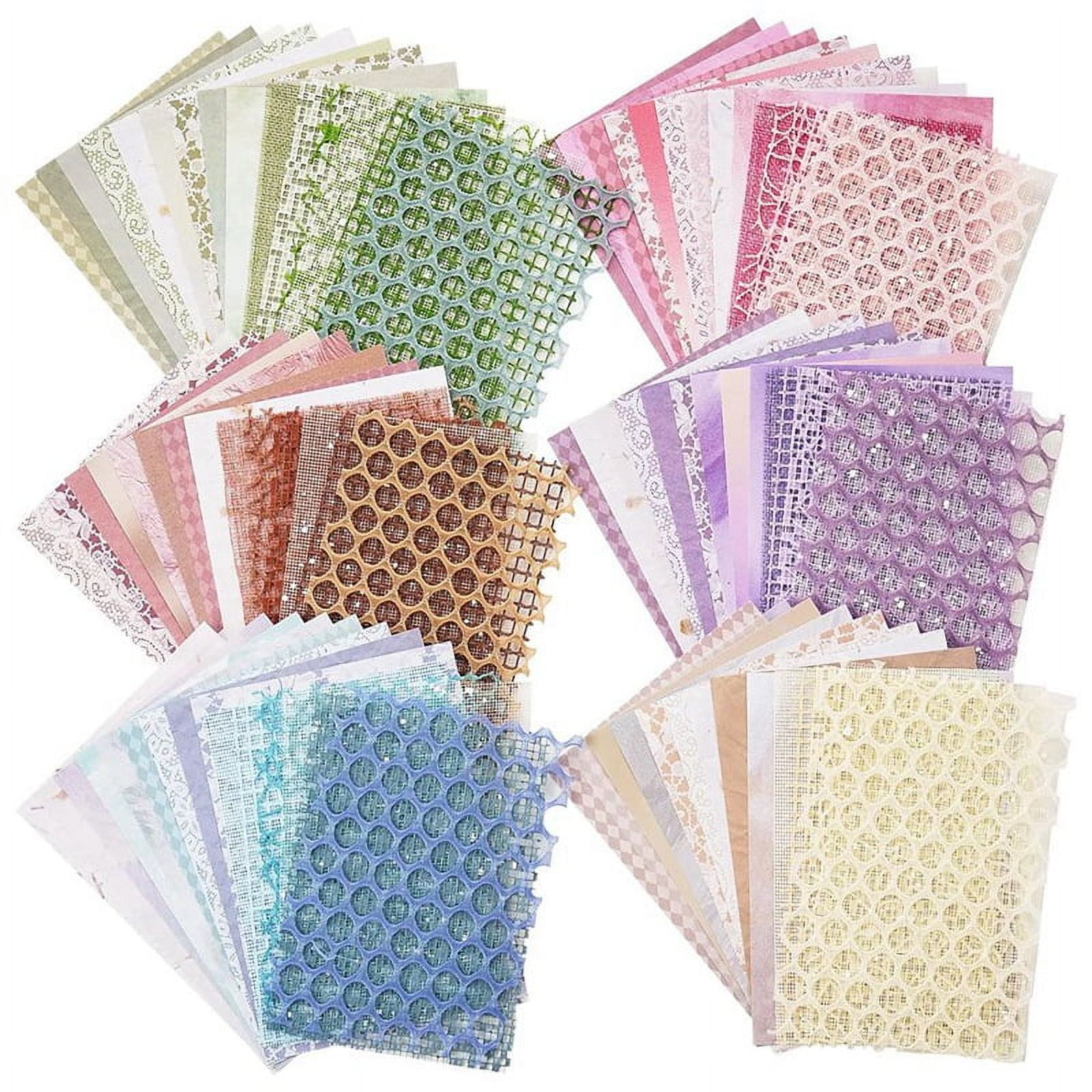 90 Sheets Scrapbook Paper and Decorative Mesh Fabric Assorted Set - 6 ...