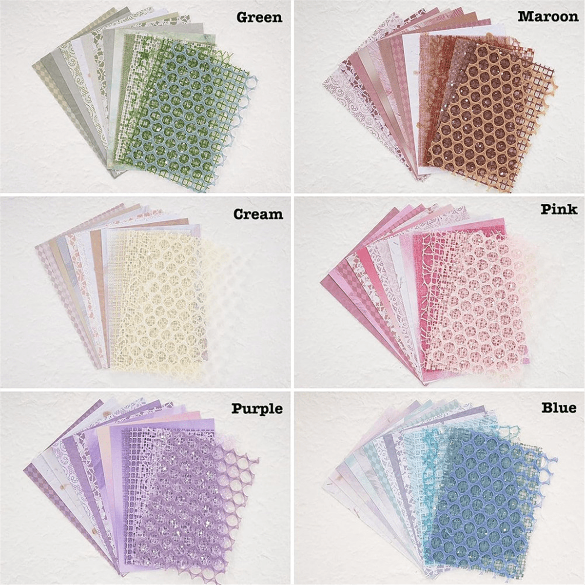 90 Sheets Scrapbook Paper and Decorative Mesh Fabric Assorted Set - 6 ...