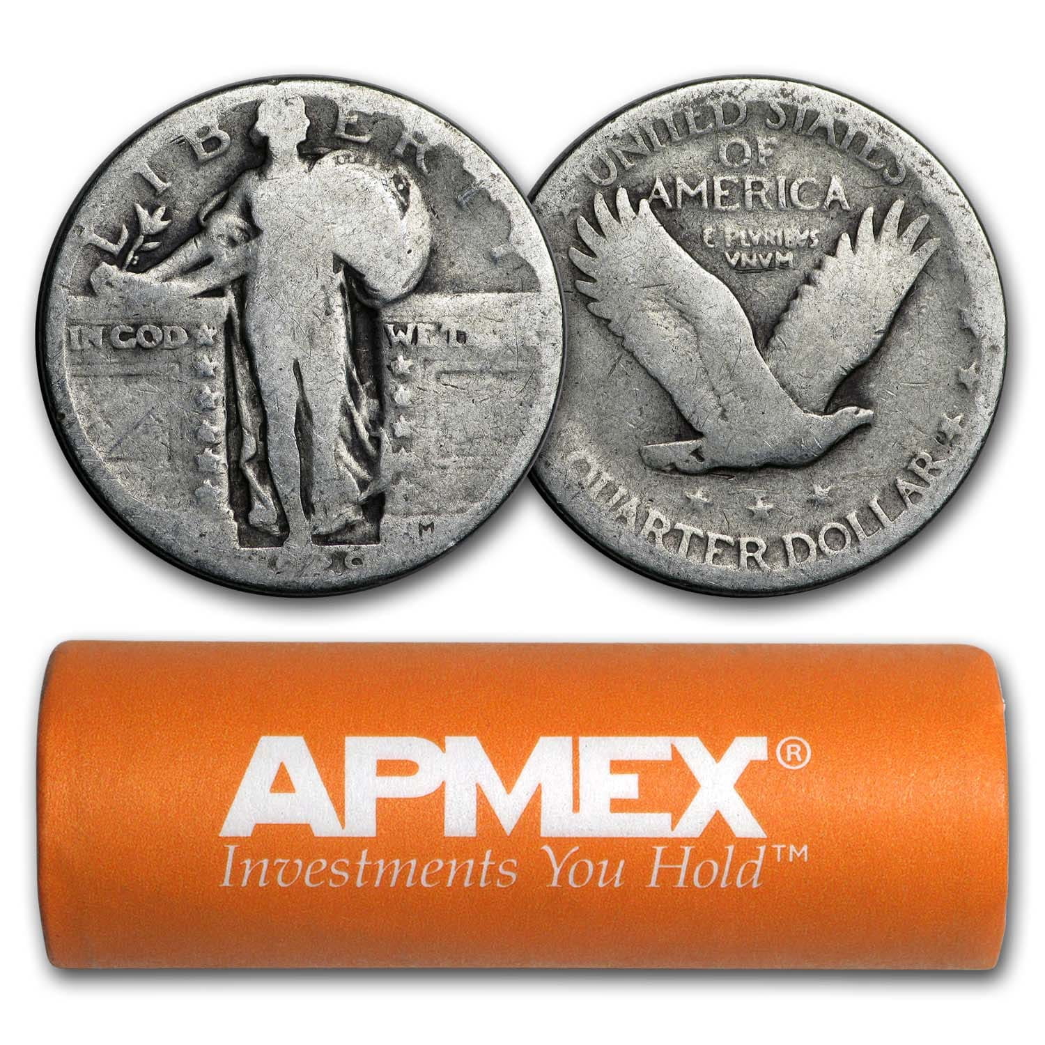 90% Silver 7-Ounce Standing Liberty Quarters 40-Coin Roll (Dateless ...
