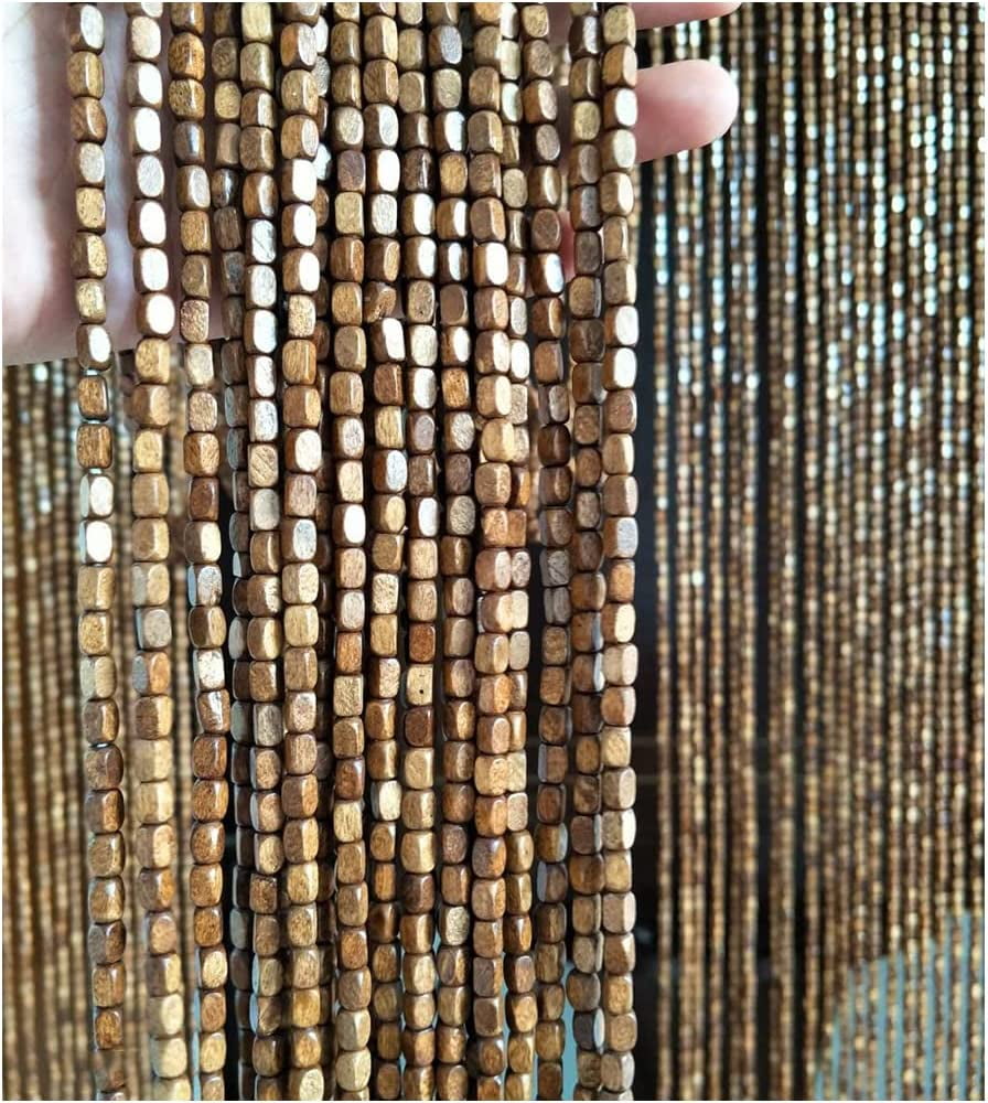 90 Strands Encrypted Solid wood Beaded Curtains with rods Door String ...
