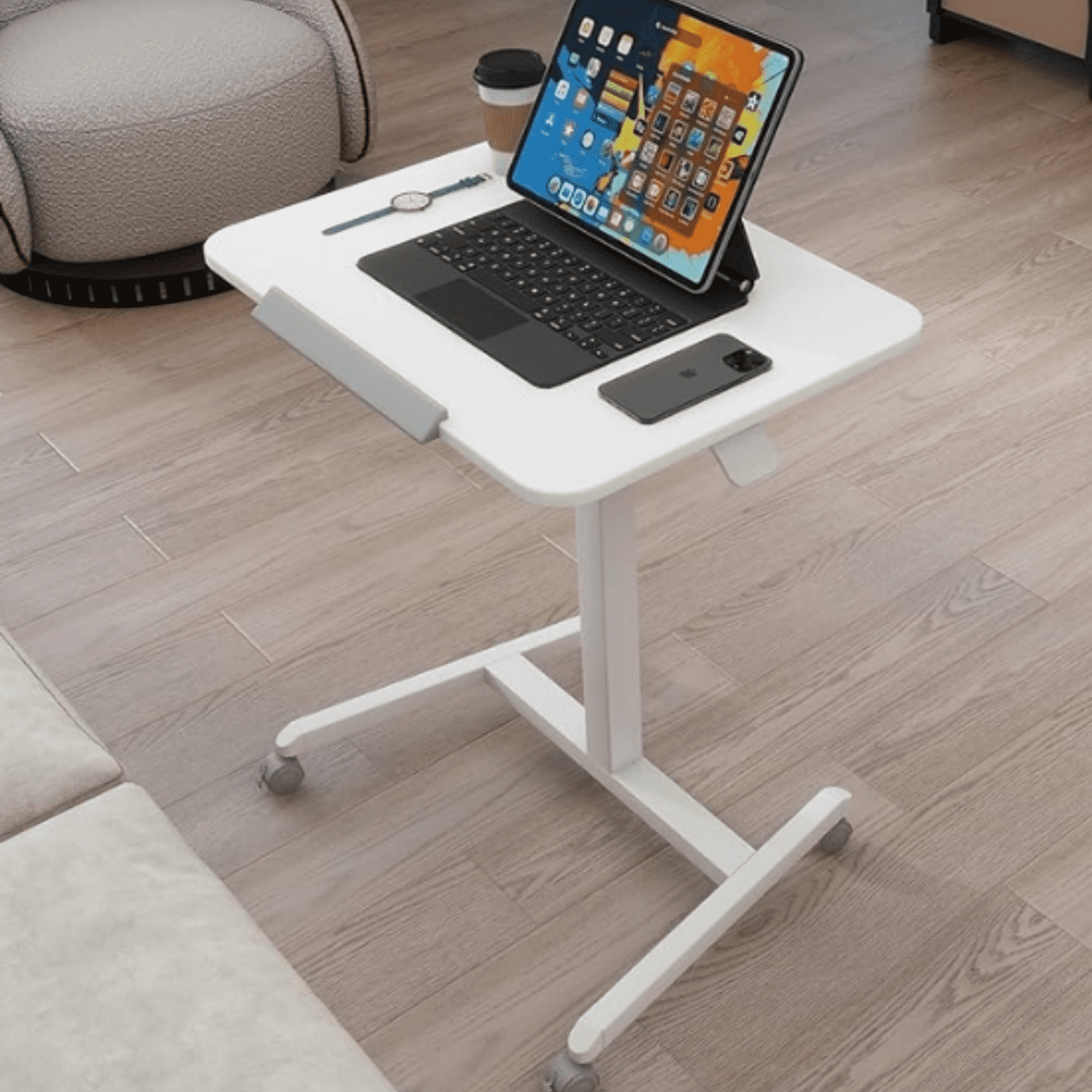 90°Tiltable Small Standing Desk with Stoppers Mobile Rolling Laptop ...