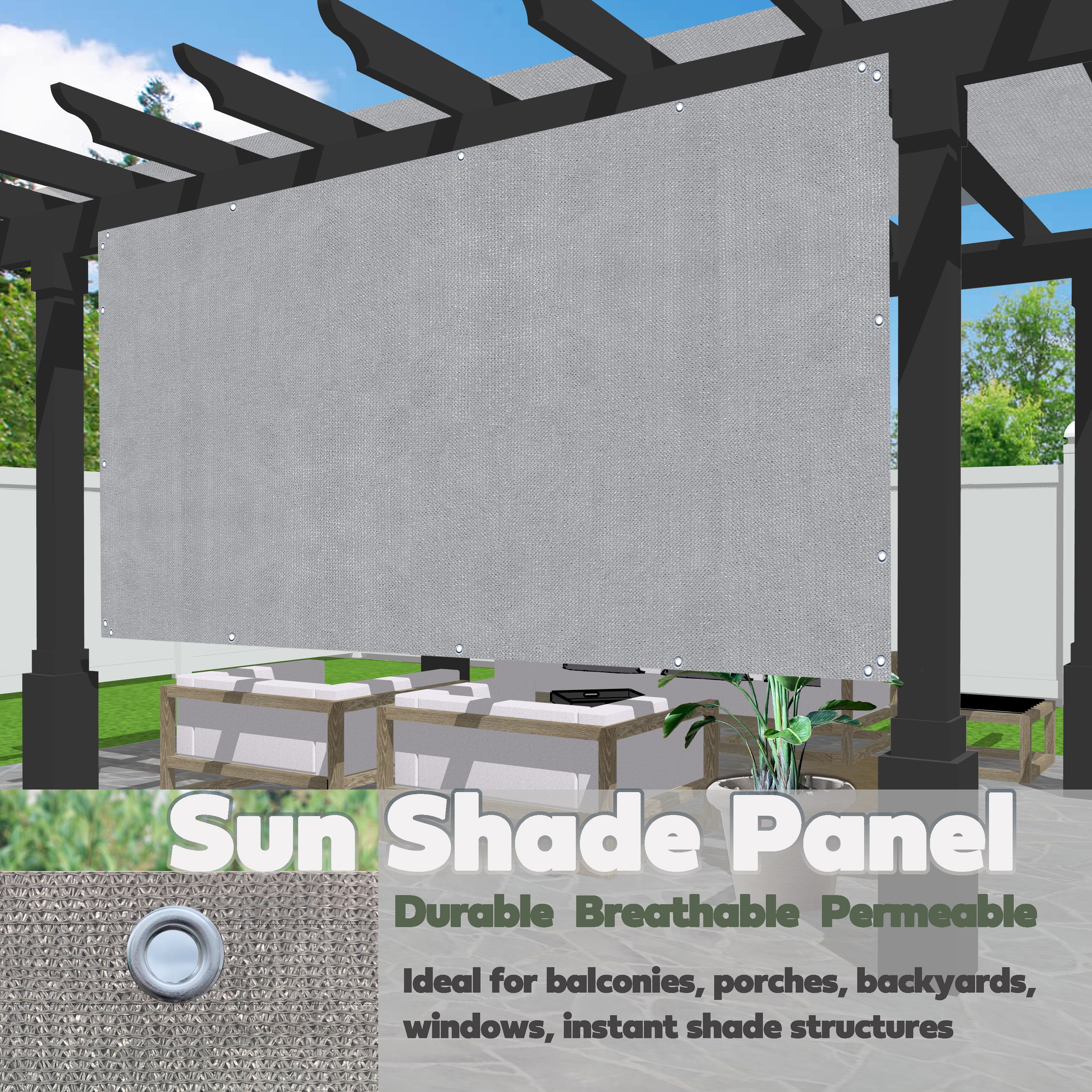 90% UV Block Sun Shade Privacy Panel with Grommets on 4 Sides for Patio ...