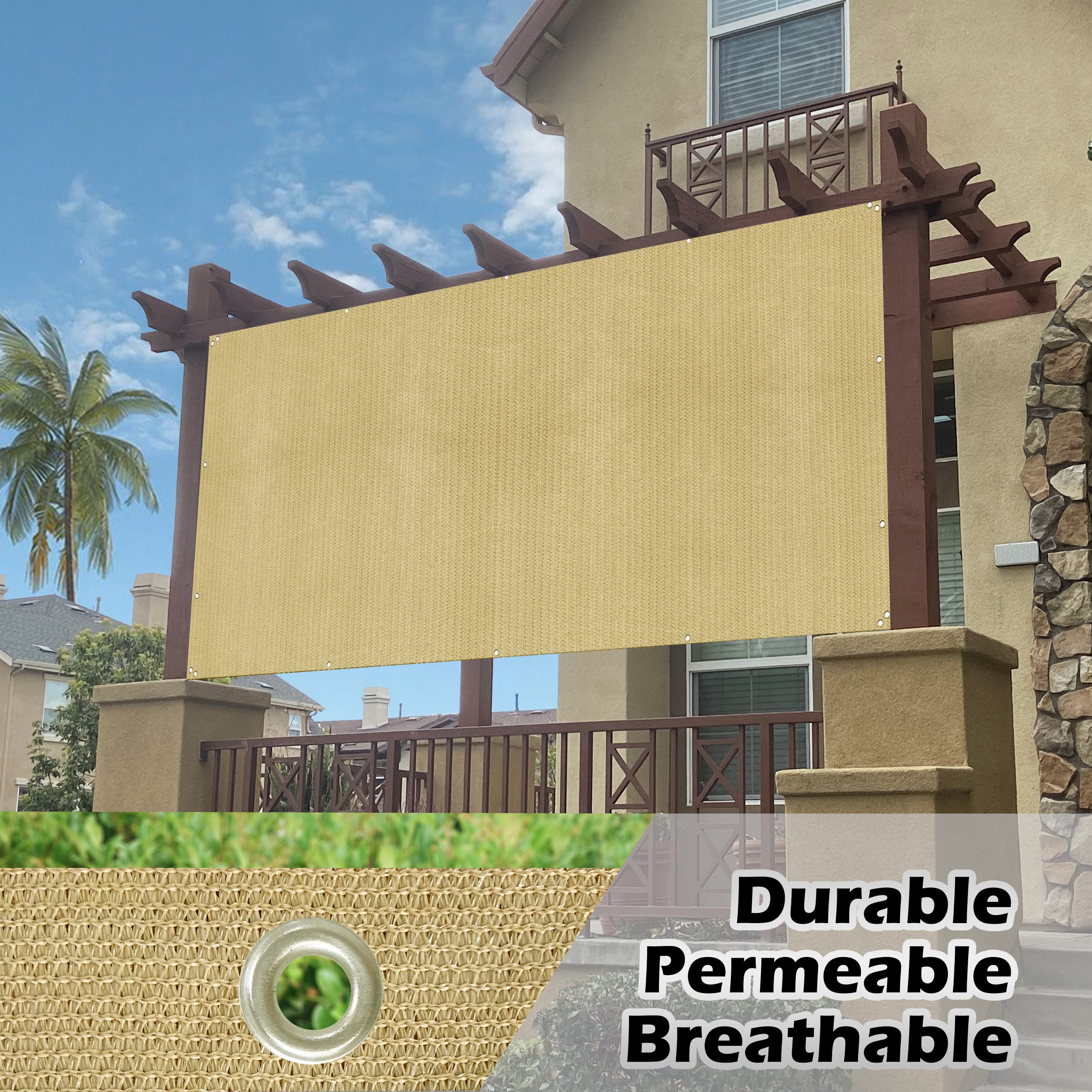 90% UV Block Sun Shade Privacy Panel with Grommets on 4 Sides for Patio ...