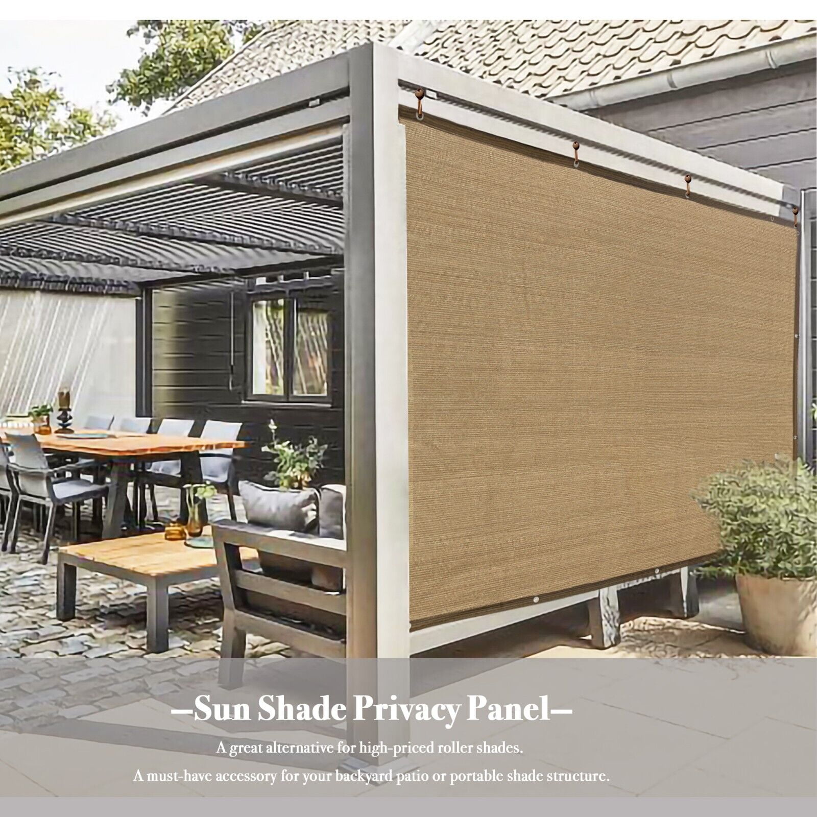 90% UV Block Sun Shade Privacy Panel with Grommets on 4 Sides for Patio, Awning, Window, Pergola ...