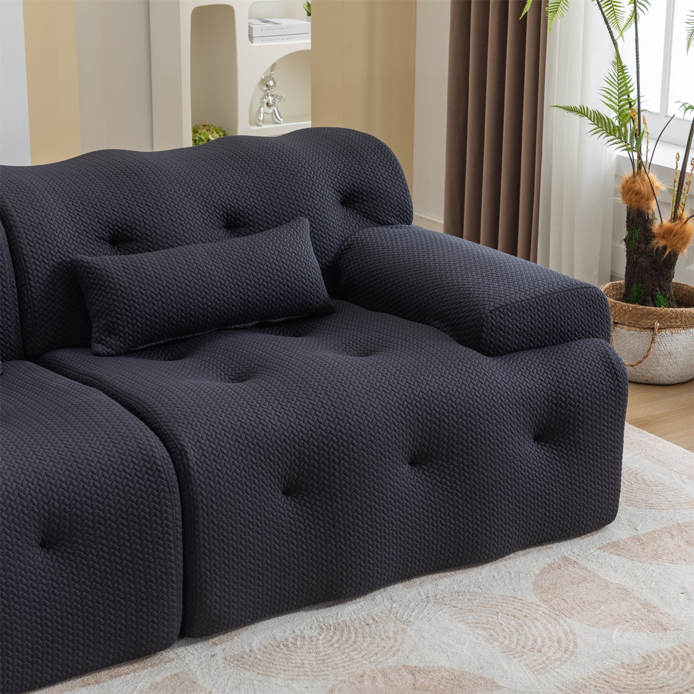 90" W 2 Seater Sofa Couch, Foam Comfy Deep Upholstered Couch Armchair ...