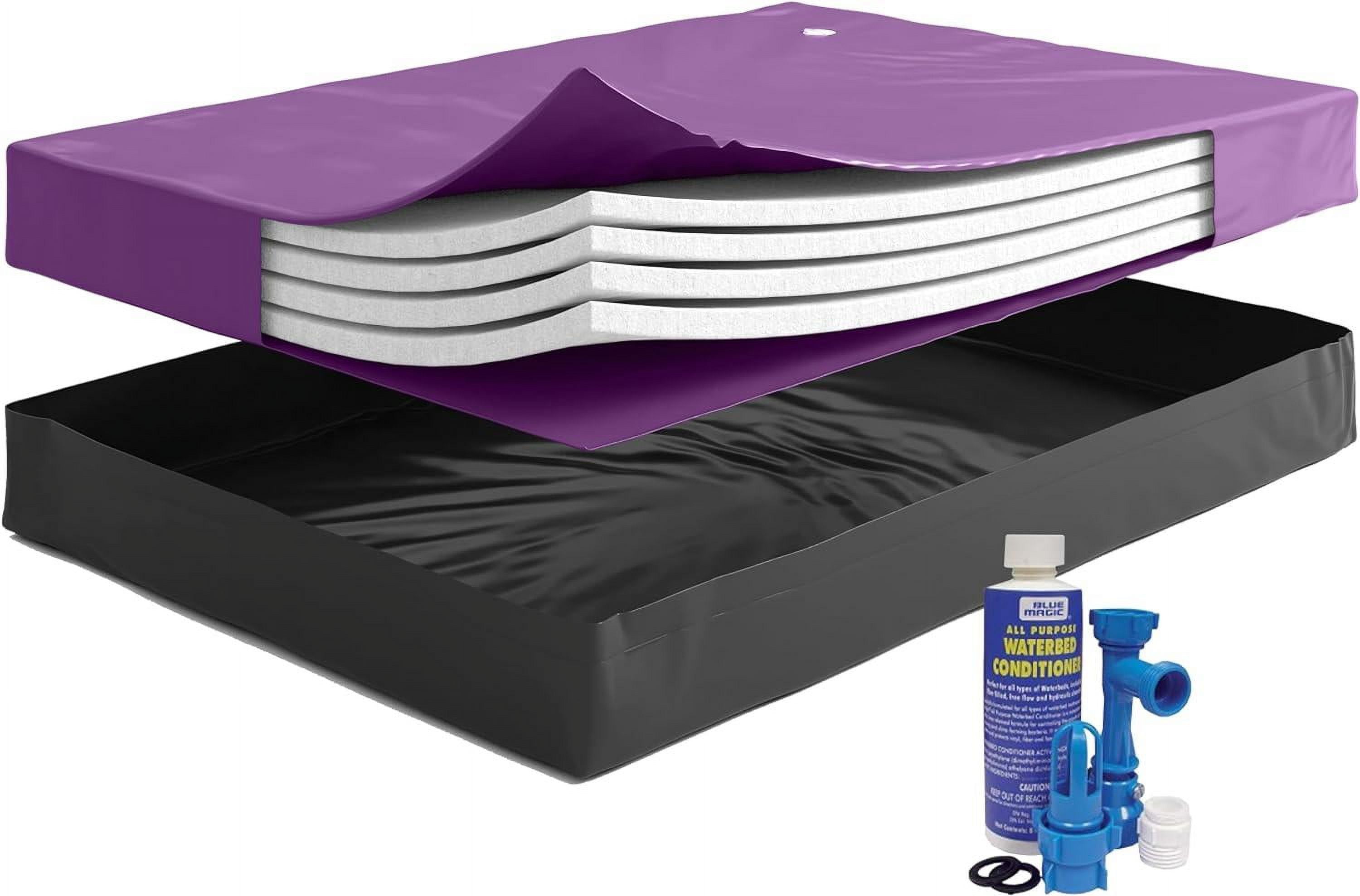 90% Waveless Hardside Waterbed Mattress Bundle with Four Wave Reducing ...