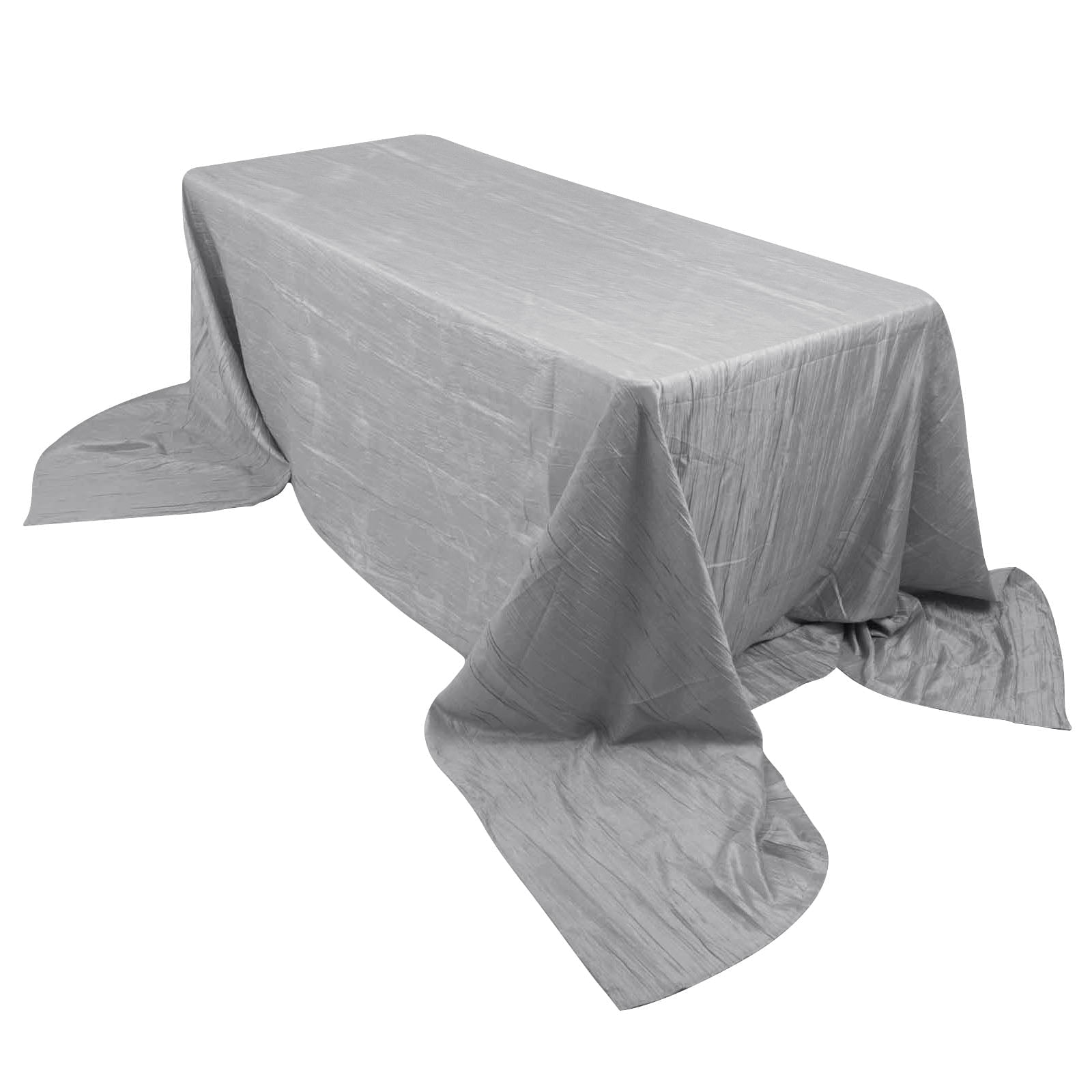 90" X 156" - Silver Accordion Crinkle Taffeta Rectangular Table Cover ...