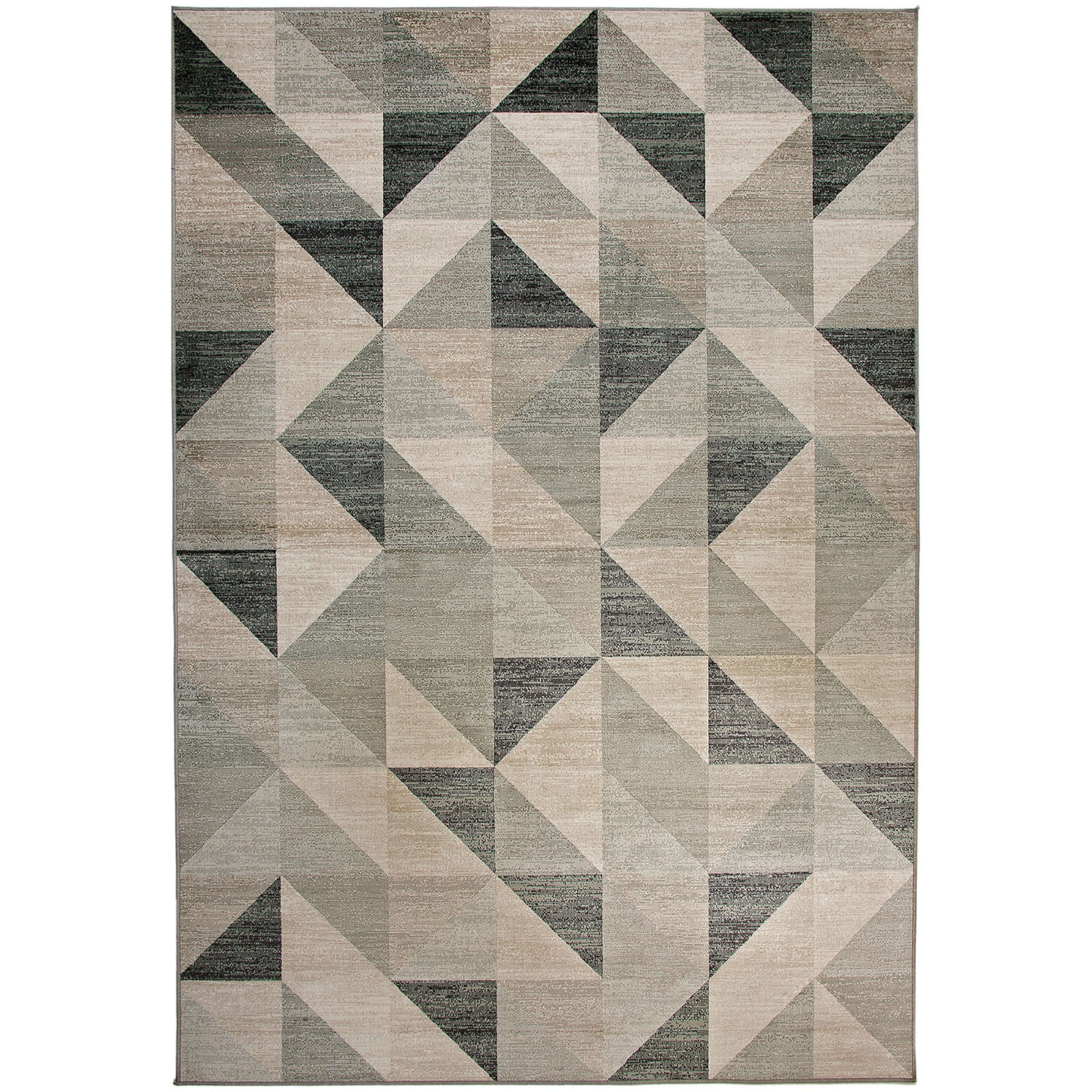 90 X 63 Inch Fabric Rug with Faceted Triangle Pattern and Jute Backing ...