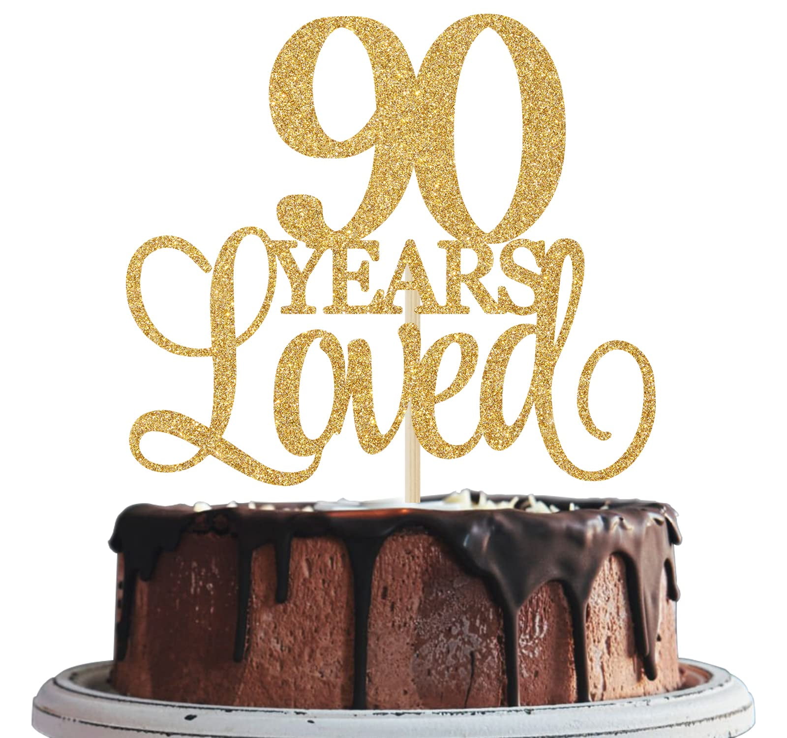 90 Years Loved FEV6 Cake Topper, Cheers to 90 Years, 90th Birthday Cake ...