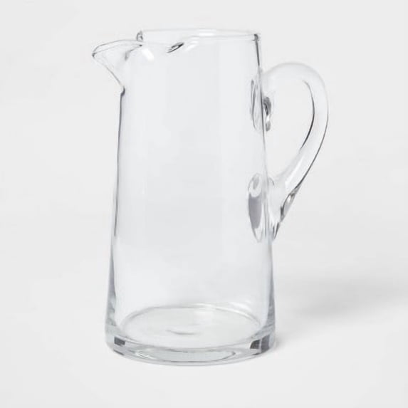 90 fl oz Glass Tall- Pitcher with Handle - Traditional Clear Drink ...