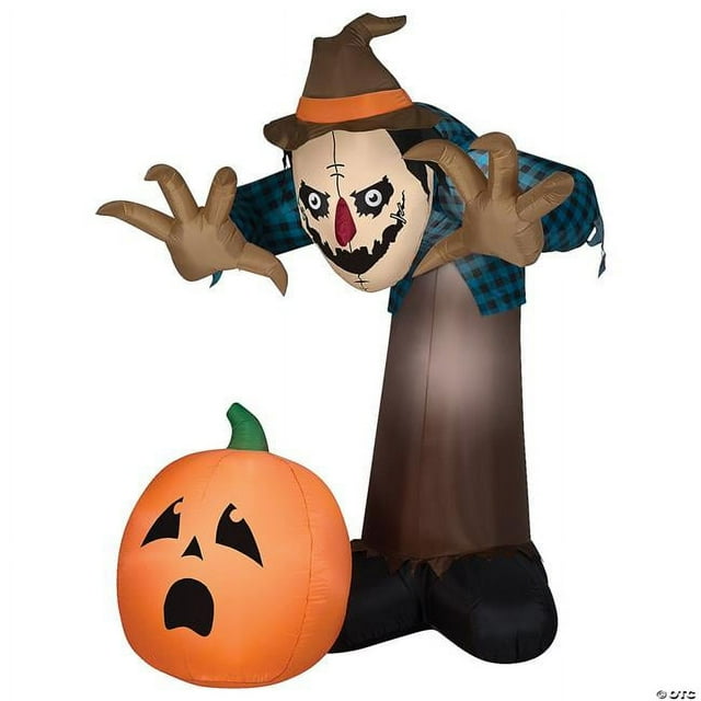 90 in. Airblown Inflatable Giant Hunched Scarecrow with LED Animated ...