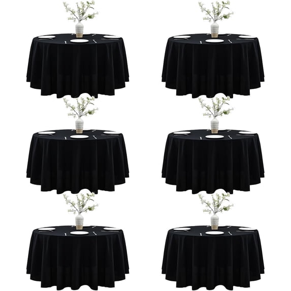 90 inch Round Tablecloth 6-Pack, Black Round Tablecloths for 30-72 Inch ...