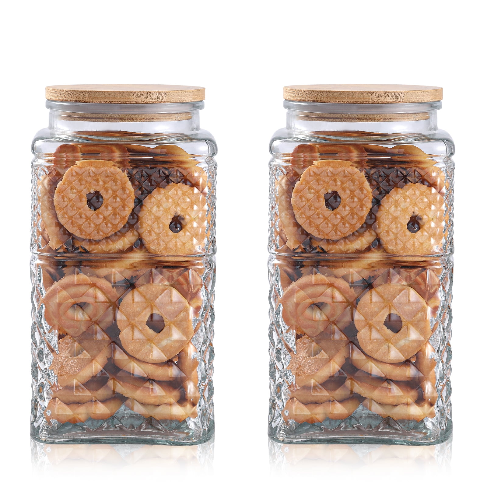 Srgeilzati Large Clear Glass Cookie Storage Jar with Bamboo Lid ...