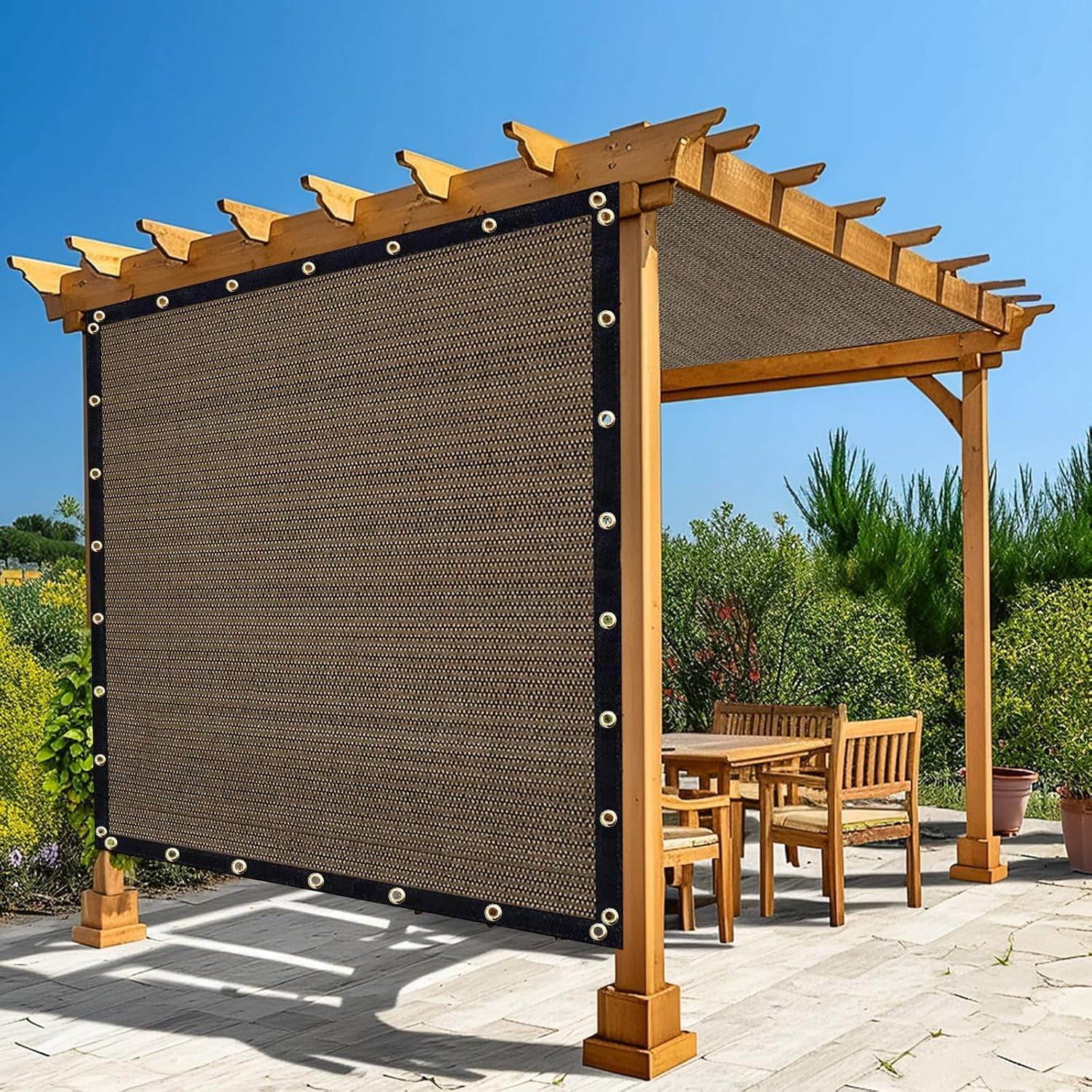 **90% pergola shade cover 7'x 12' mocha sun shade cloth with grommets ...