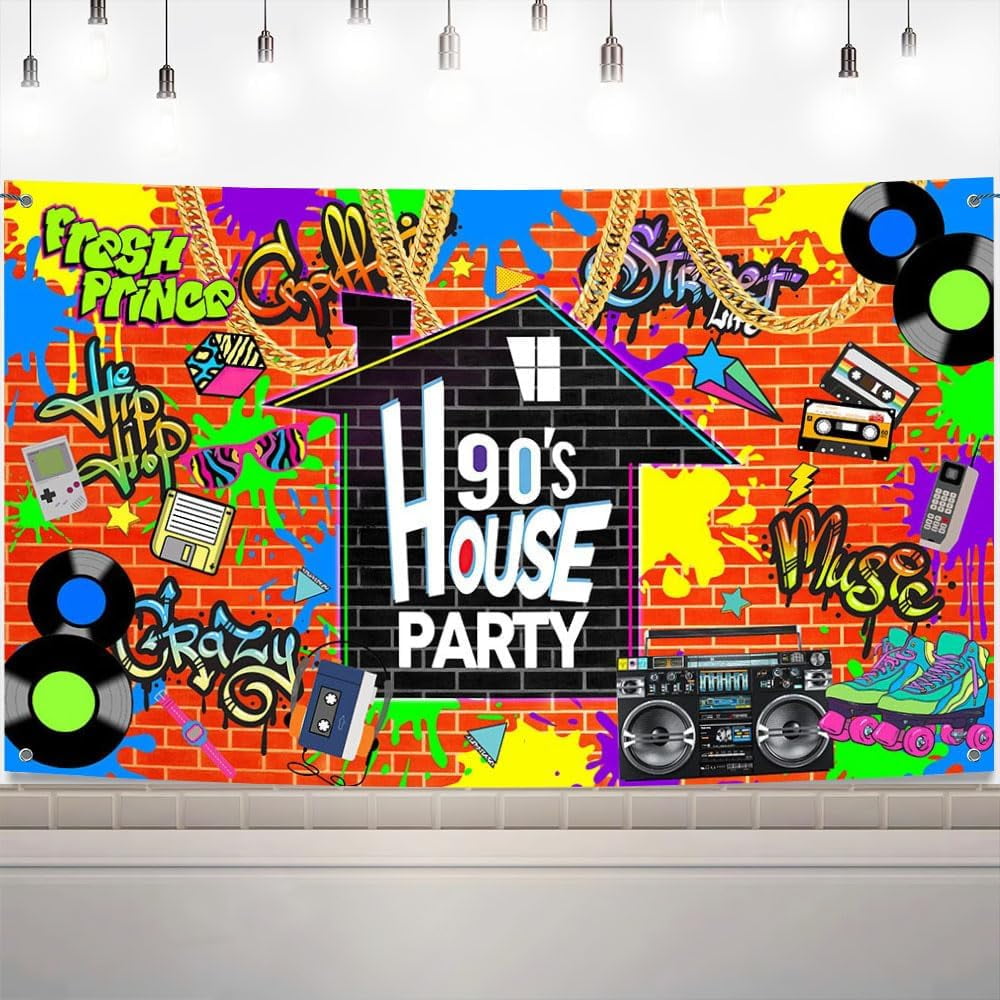 90‘s House Party Backdrop Hip Hop Graffiti Wall Backdrop Back to The ...