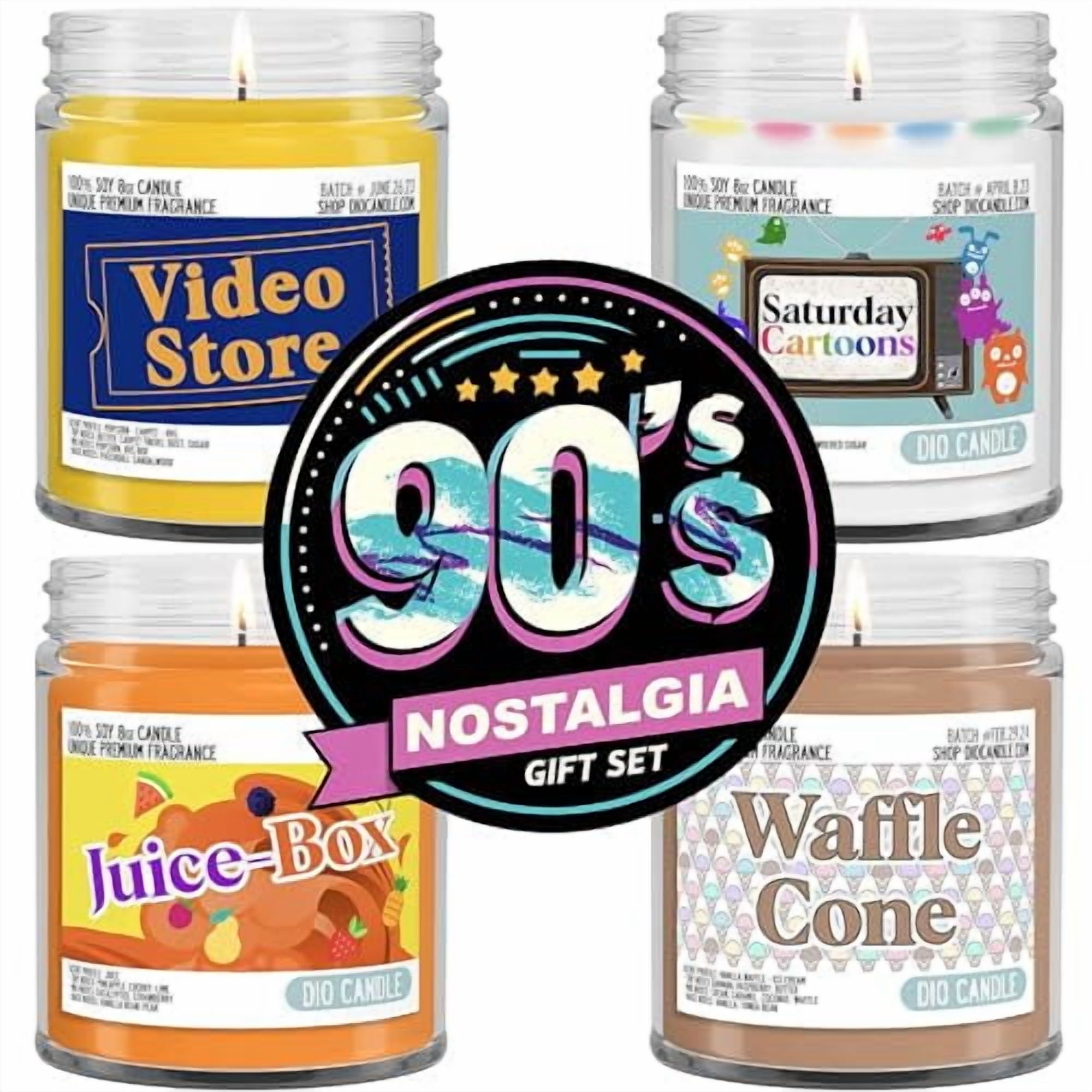 90's Nostalgia 4 Pack Scented Candles Gift Set - Video Store, Juice Box ...