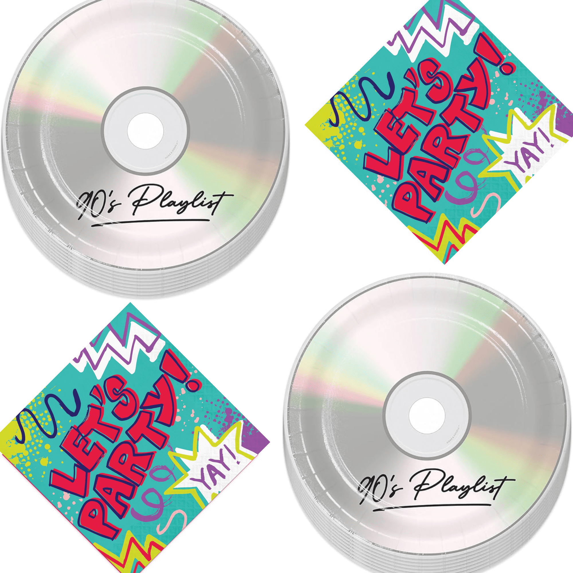90's Party Supplies - Floppy Disk Napkins and CD Paper Plates (Serves ...
