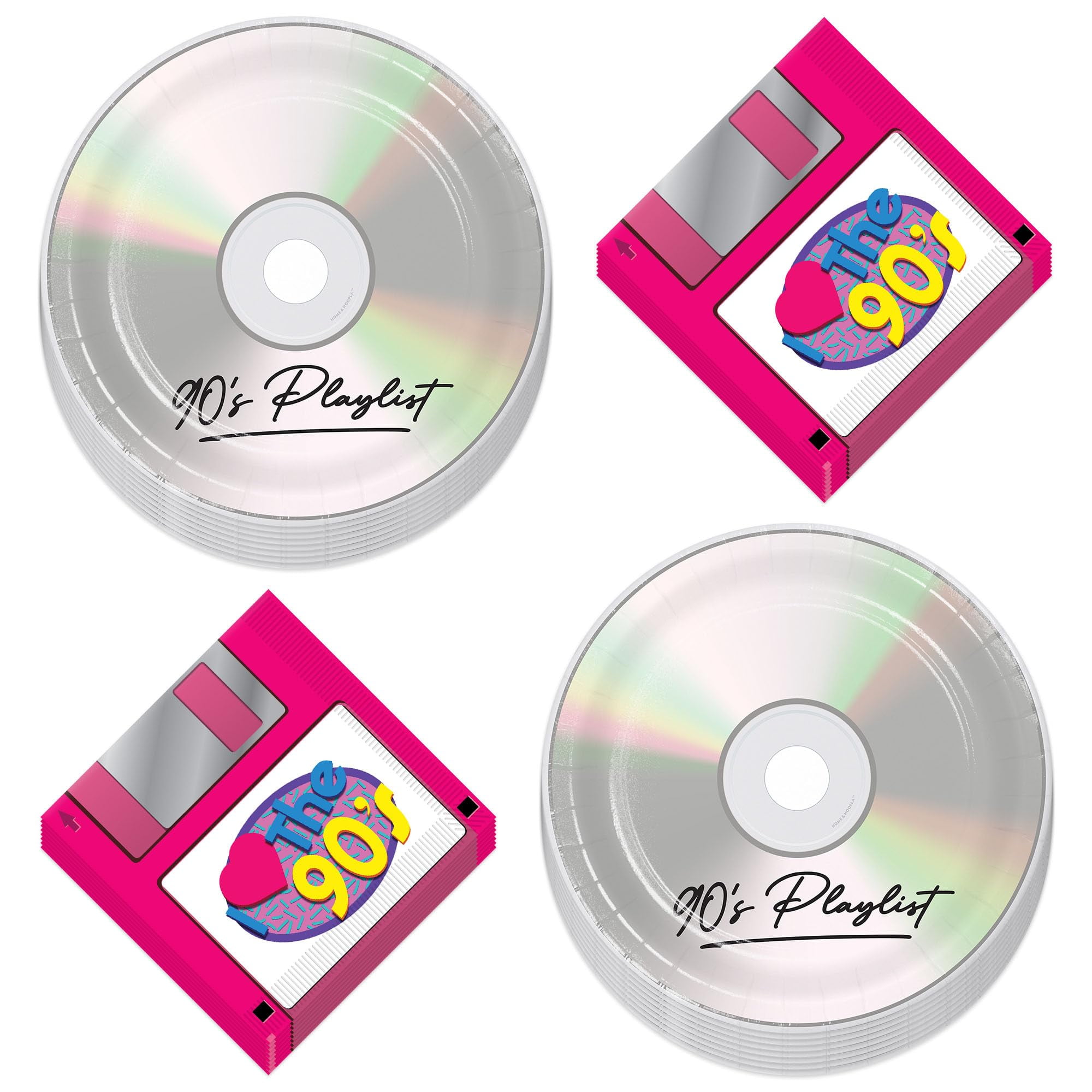 90's Party Supplies - Floppy Disk Napkins and CD Paper Plates (Serves ...