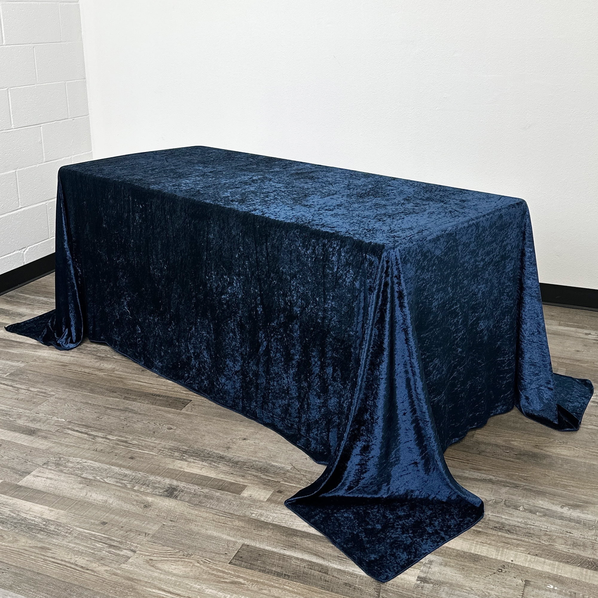 90 x 132 Inch Rect. Crushed Velvet Tablecloth Navy Blue - Walmart.com