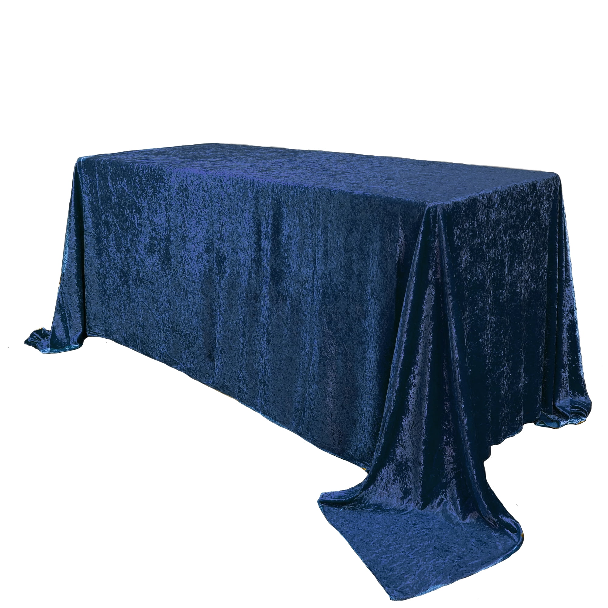 90 x 132 Inch Rect. Crushed Velvet Tablecloth Navy Blue - Walmart.com
