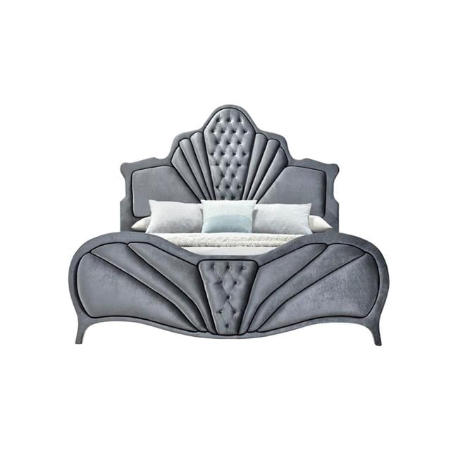 90 x 85 x 70 in. Dante Eastern Bed, Gray Velvet - King Size - Walmart.com