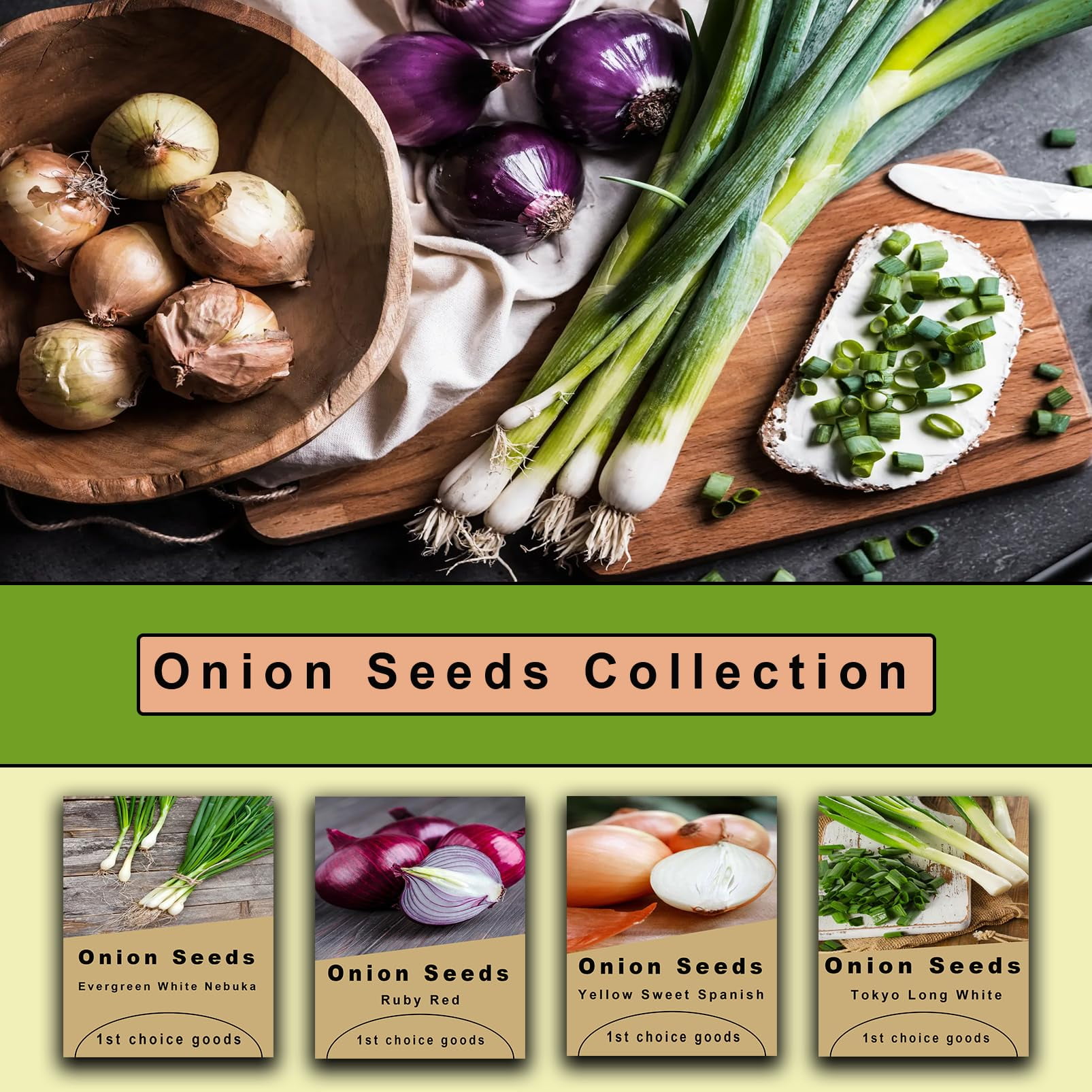900+ 4-in-1 Onion AJH3 Seeds for Planting | Evergreen White Nebuka, Ruby Red, Tokyo Long White ...