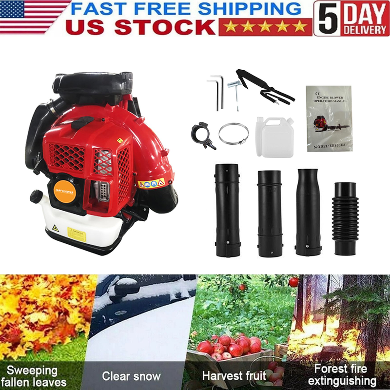 900 CFM Backpack Gas Leaf Blower 80CC 2 Stroke Ergonomic Harness System ...