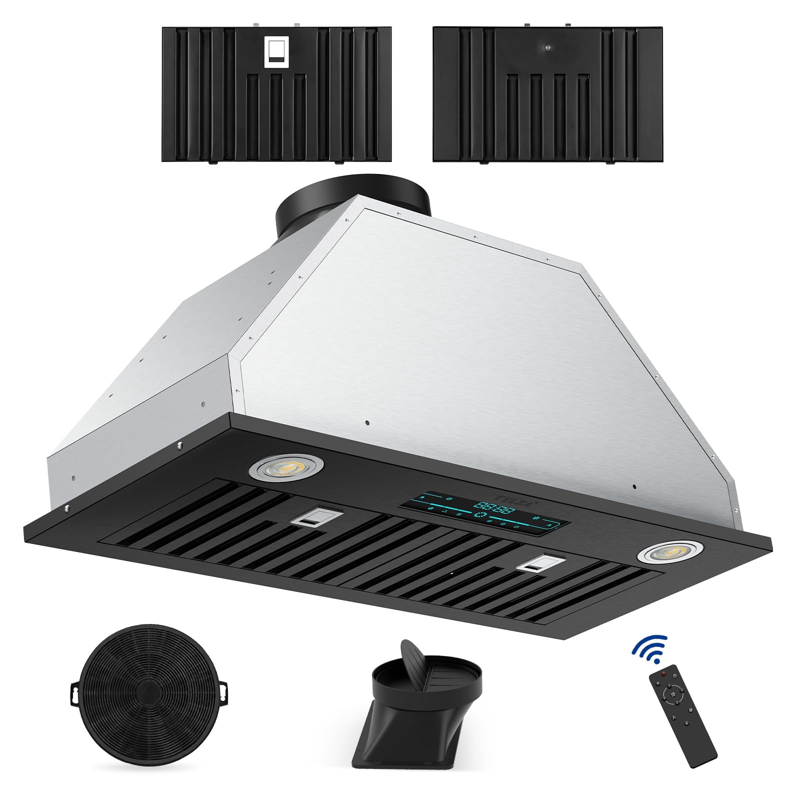 "Tyla 30"" 900 CFM Kitchen Stove Exhaust Fan with Light, Stainless ...
