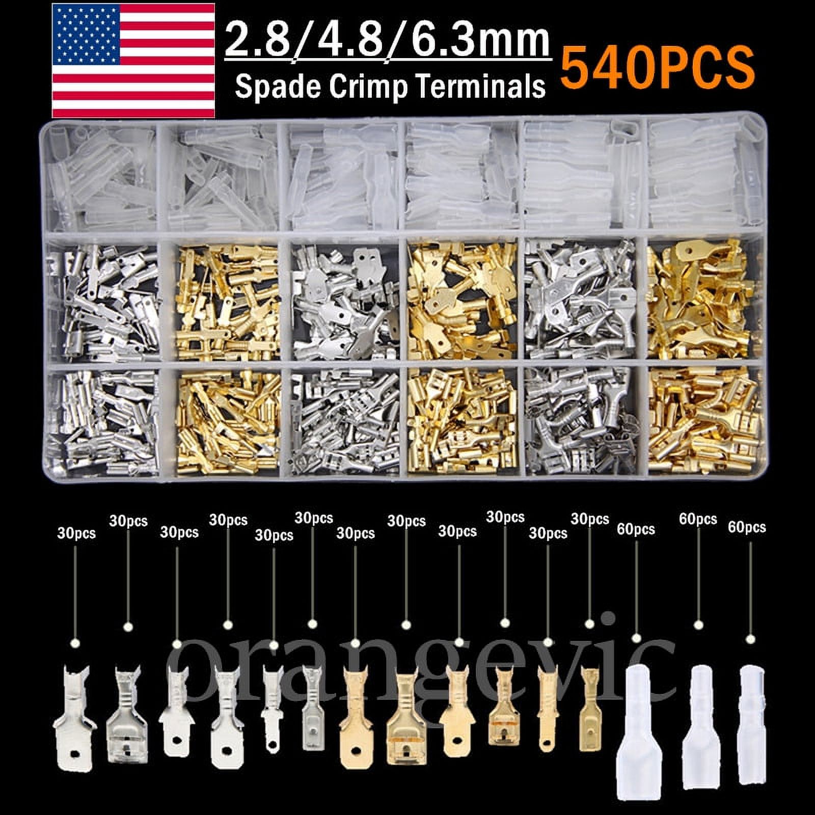 900 Gold+Silver Male Female Spade Terminals Electrical Wire Crimp ...