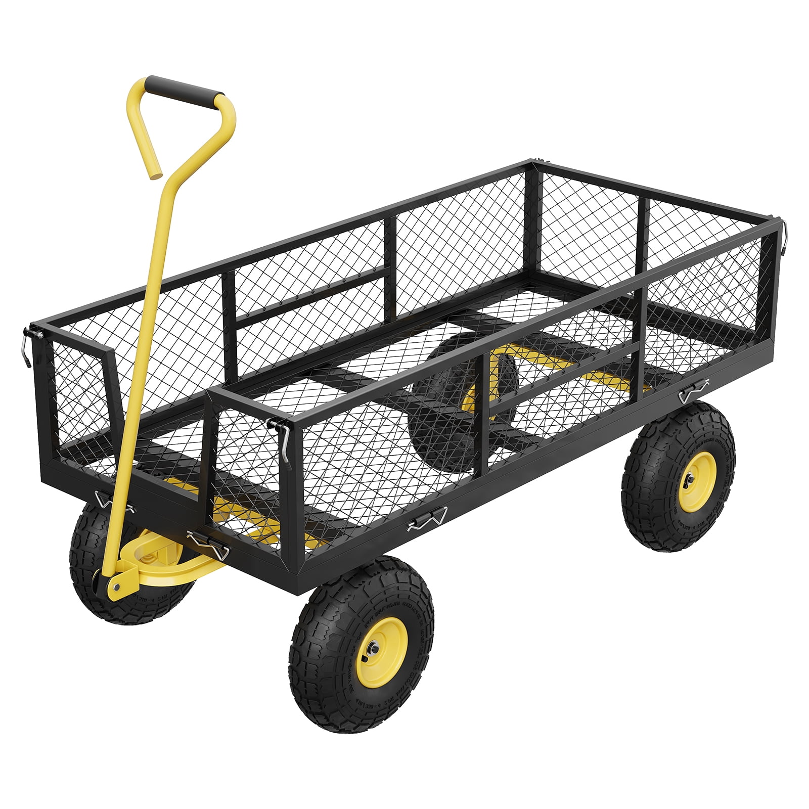 900 LBS Garden Cart with Removable Mesh Sides, Heavy Duty Steel Garden ...