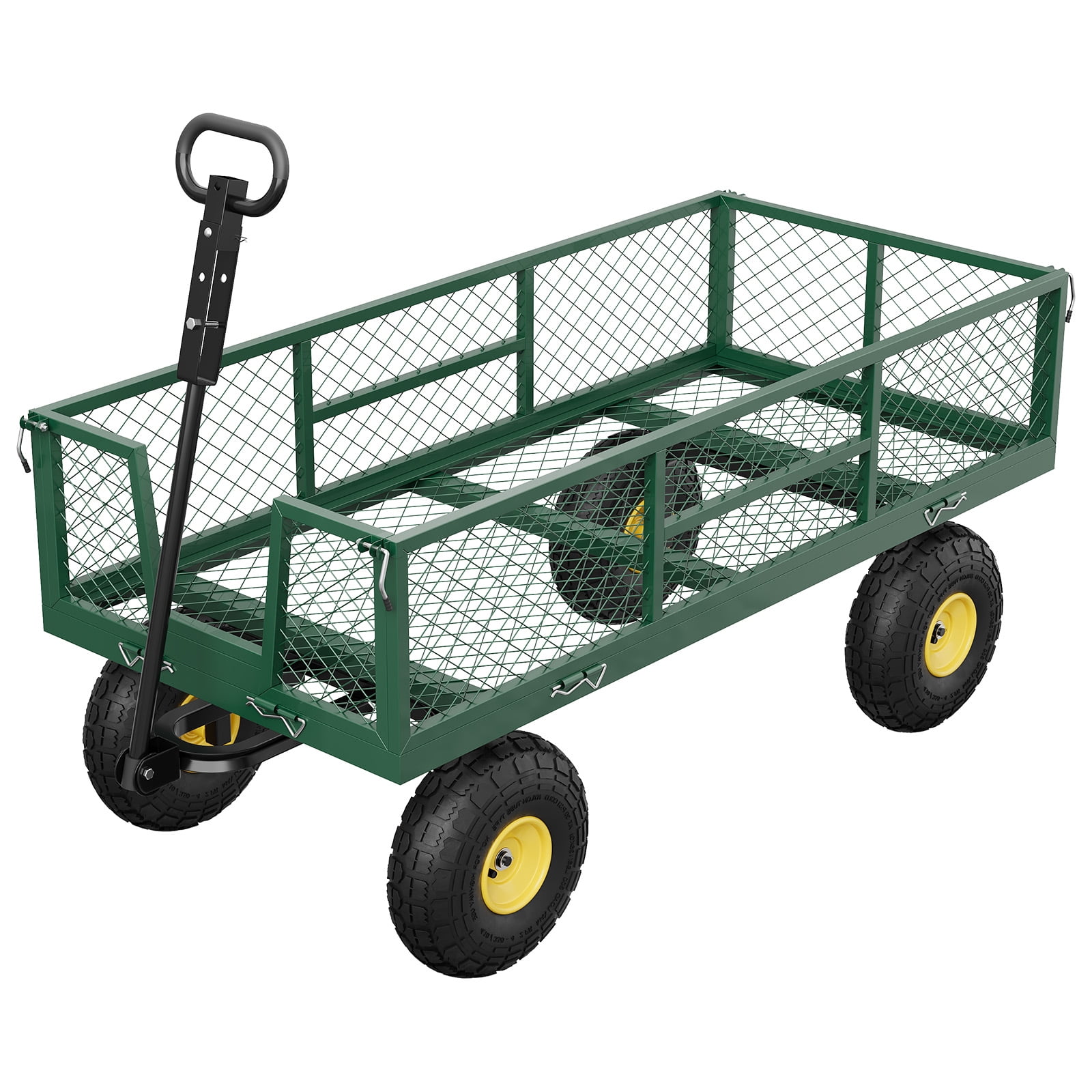 900 LBS Garden Cart on Wheels with Adjustable Handles, Heavy Duty Steel ...