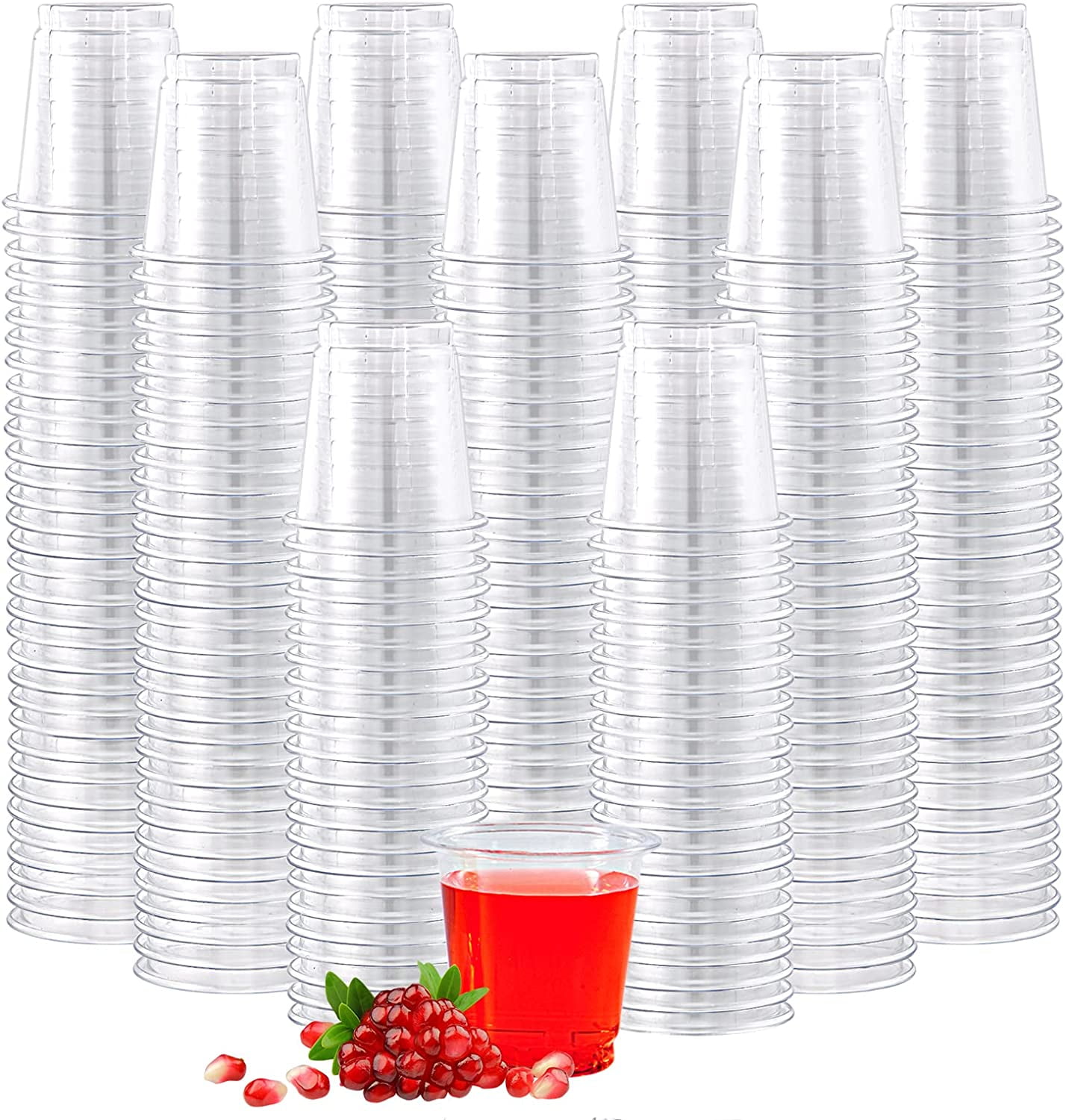900 PACK 2 oz Plastic Shot Glasses, 2 Ounce Clear Disposable Party Cups ...