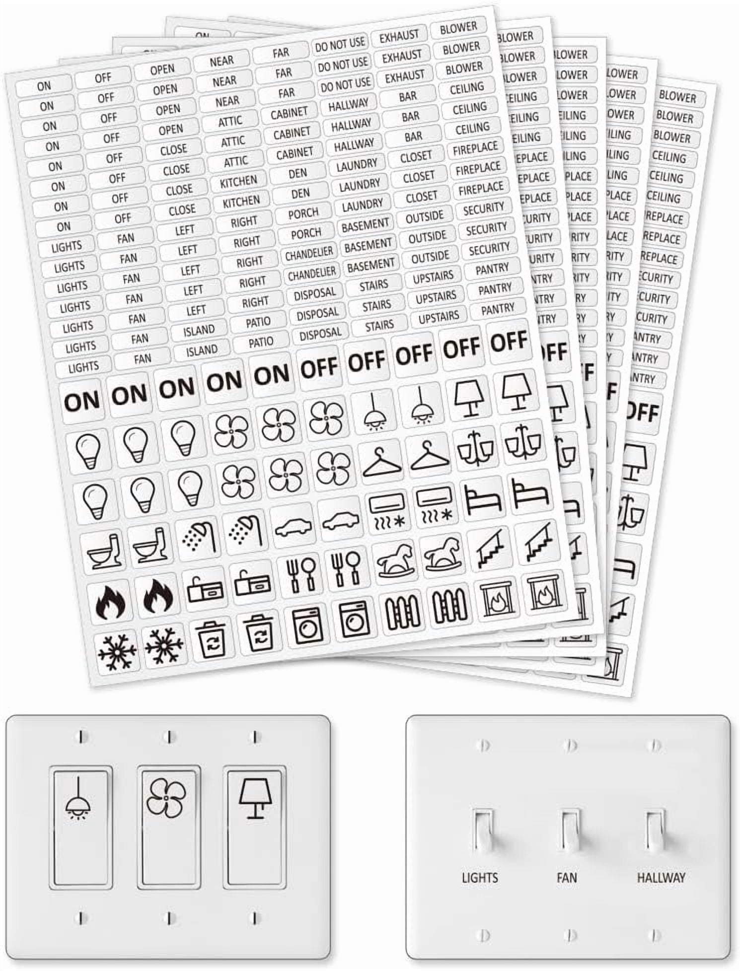900 Pcs Light Switch Sticker Labels 57 Designs Transparent Switch ID ...