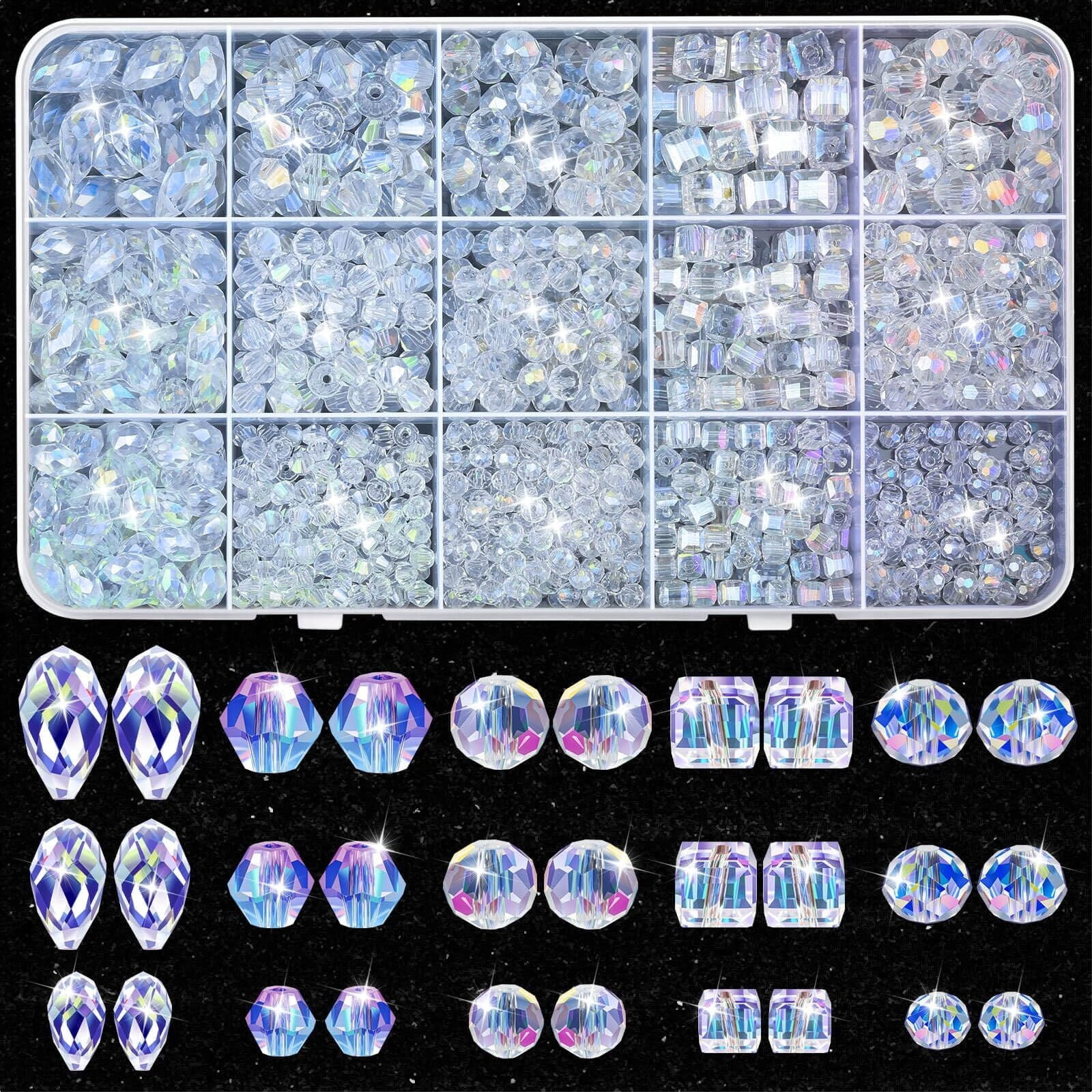 900 Pieces Glass Crystal Beads for Jewelry Making, Assorted Crystal ...