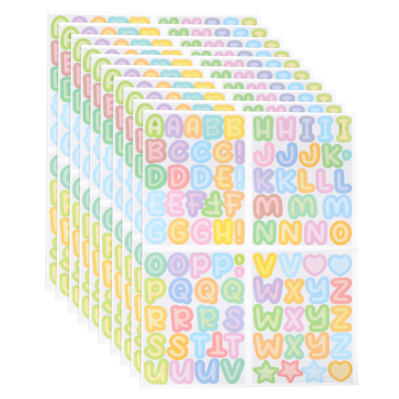 900 Pieces Vinyl Letter Stickers, 10 Sheets 1/2 Inch Color Self ...