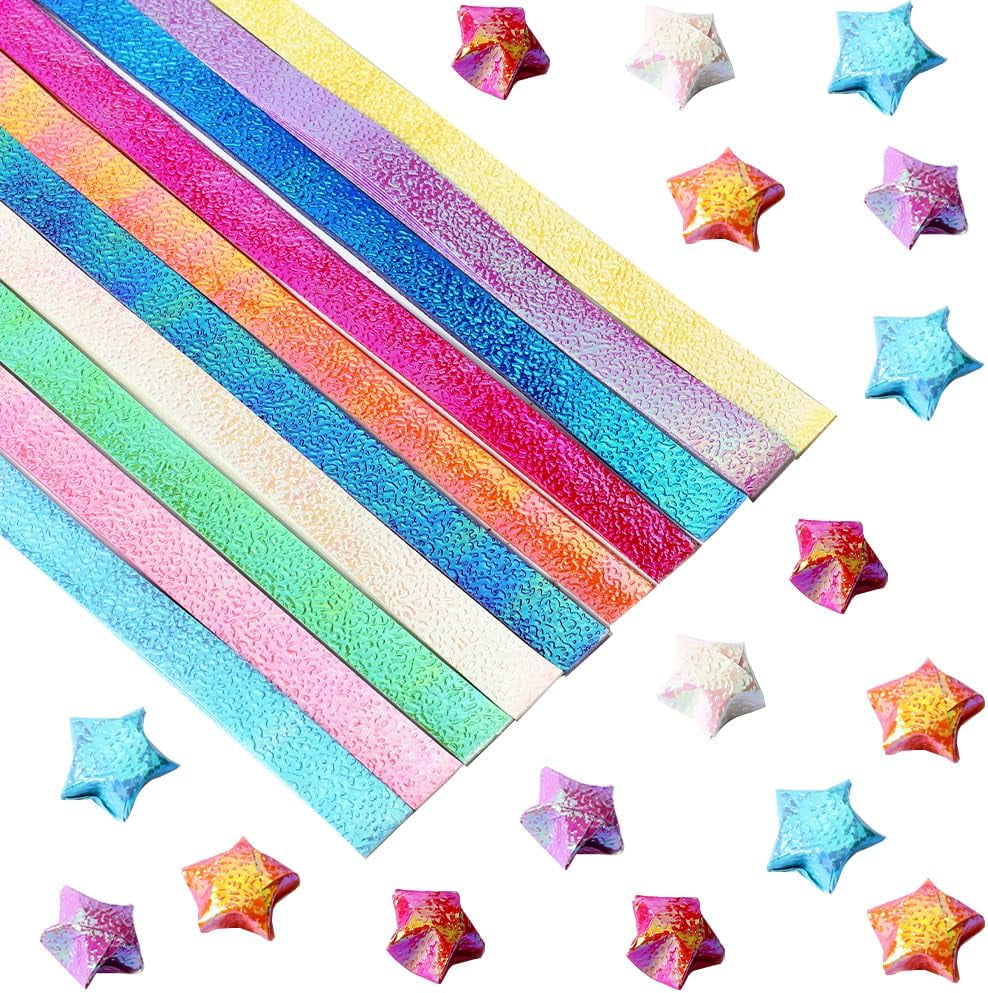 900 Sheets 10 Colors Color Star Paper Star Origami Strips Pearlescent ...