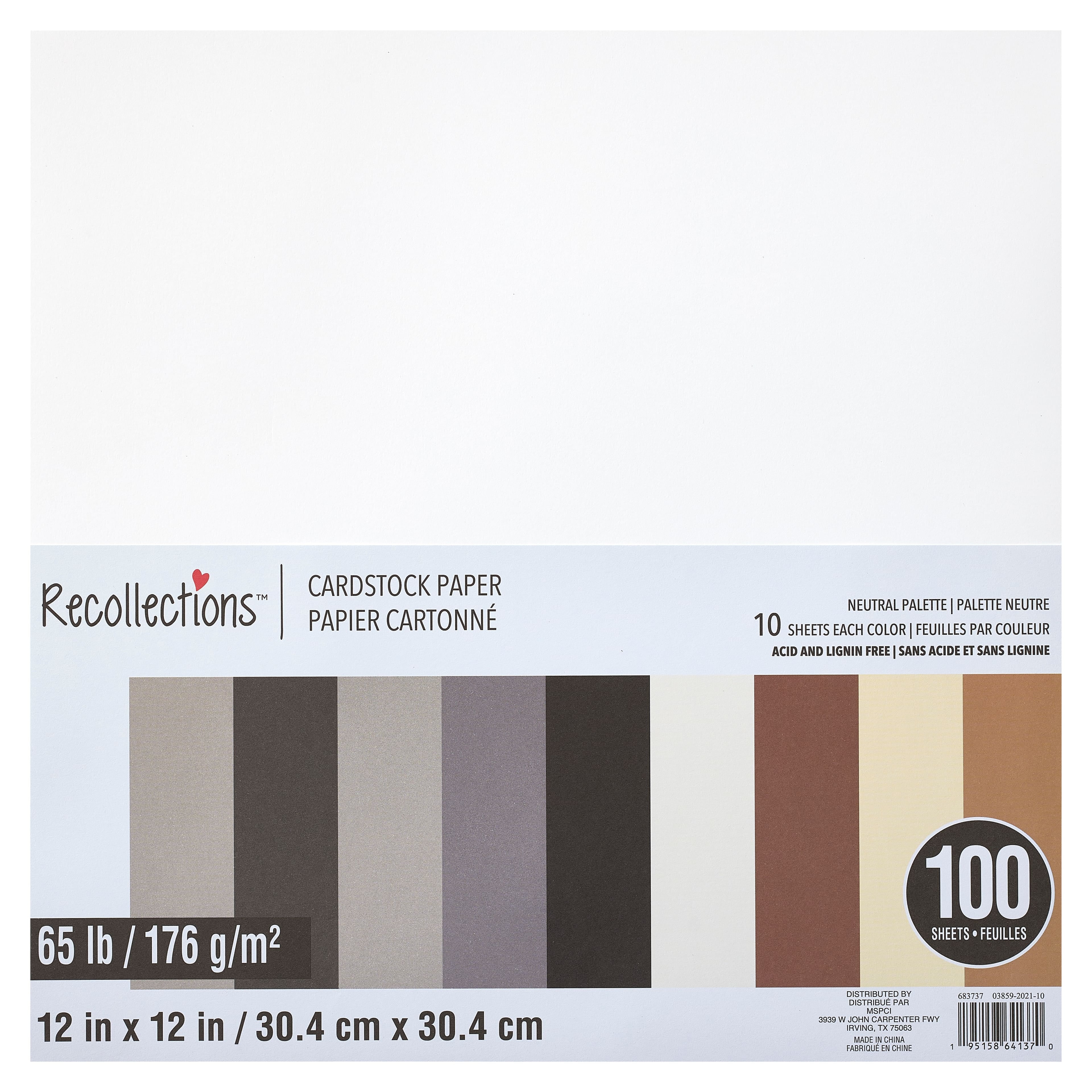 900 Sheets Neutral Palette 12" x 12" Cardstock Paper by Recollections ...
