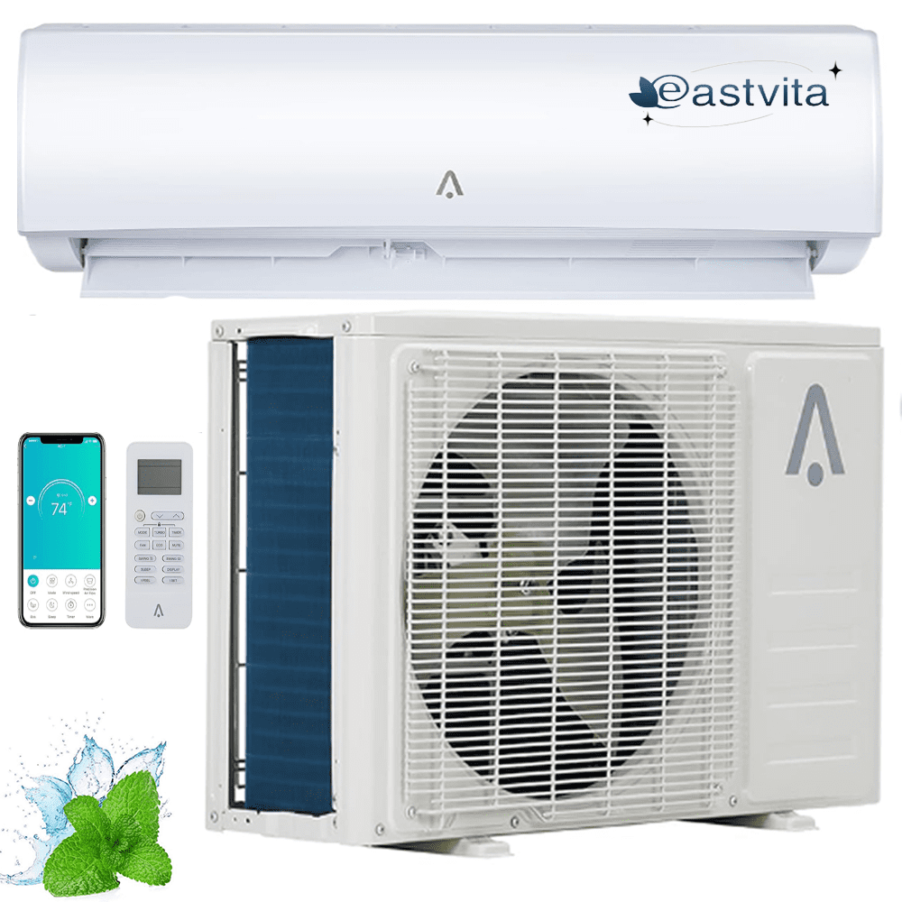 9000 BTU Home Split AC/Heating System Air Conditioner with Pre-Charged ...