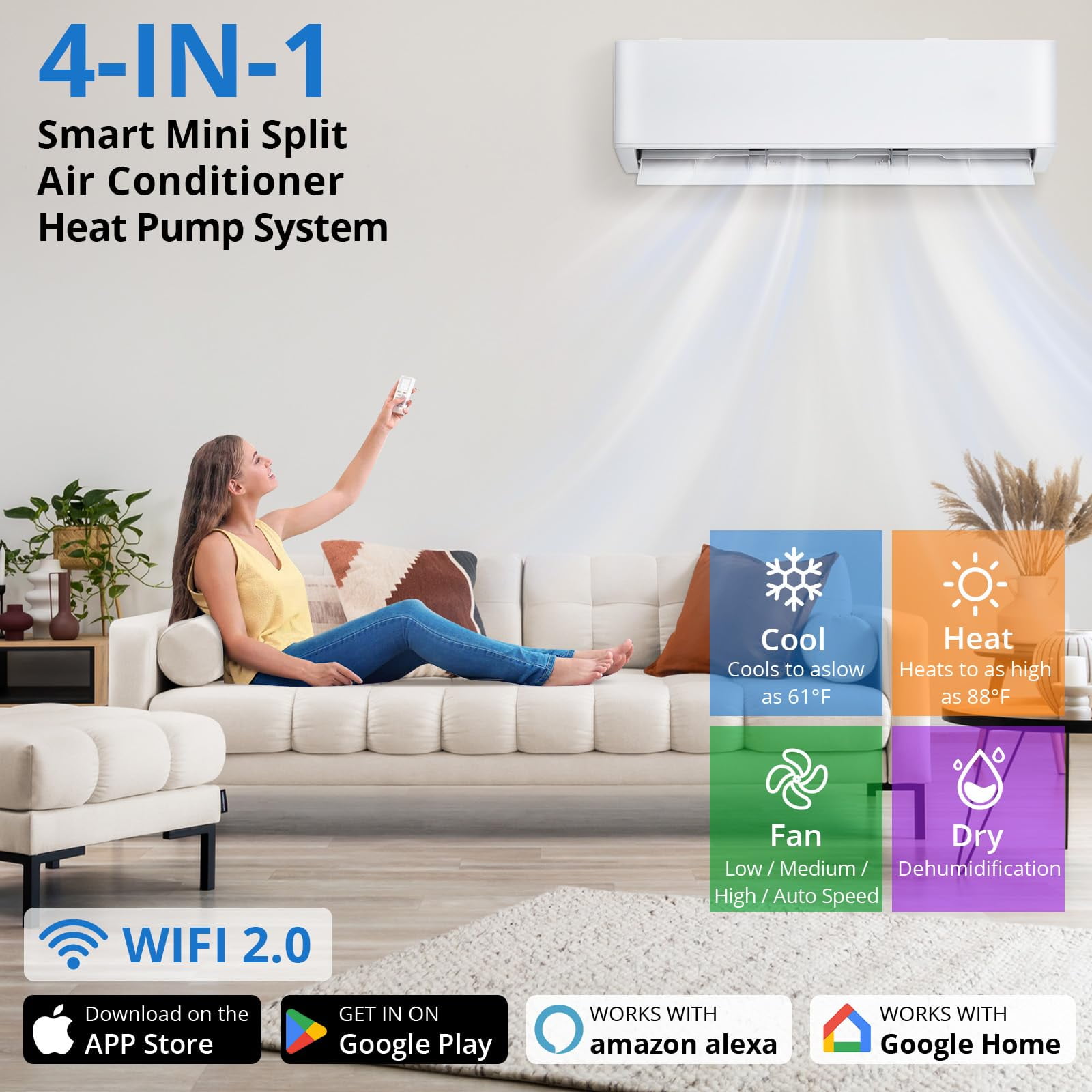9000 BTU Mini Split Air Conditioner, 24 SEER2 230V Energy Star Inverter ...