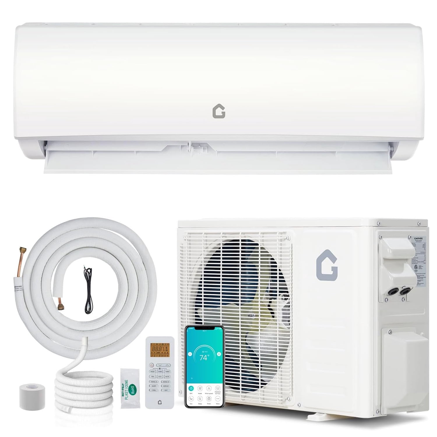 9000 BTU Mini Split Air Conditioner & Heat Pump, 20 SEER2 230V WiFi ...