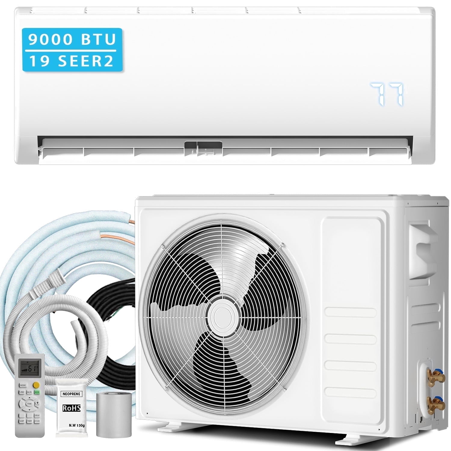 9000 BTU Mini Split Air Conditioner & Heater, 19 SEER2 115V Energy ...